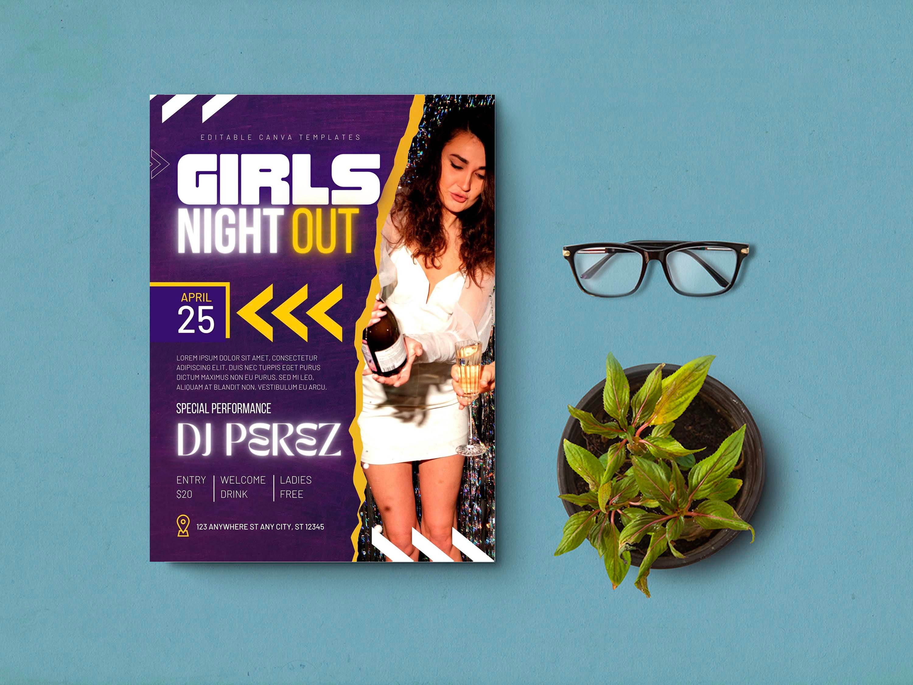 GIRLS NIGHT OUT Flyer Diy, Editable Canva Template, Printable & Social ...