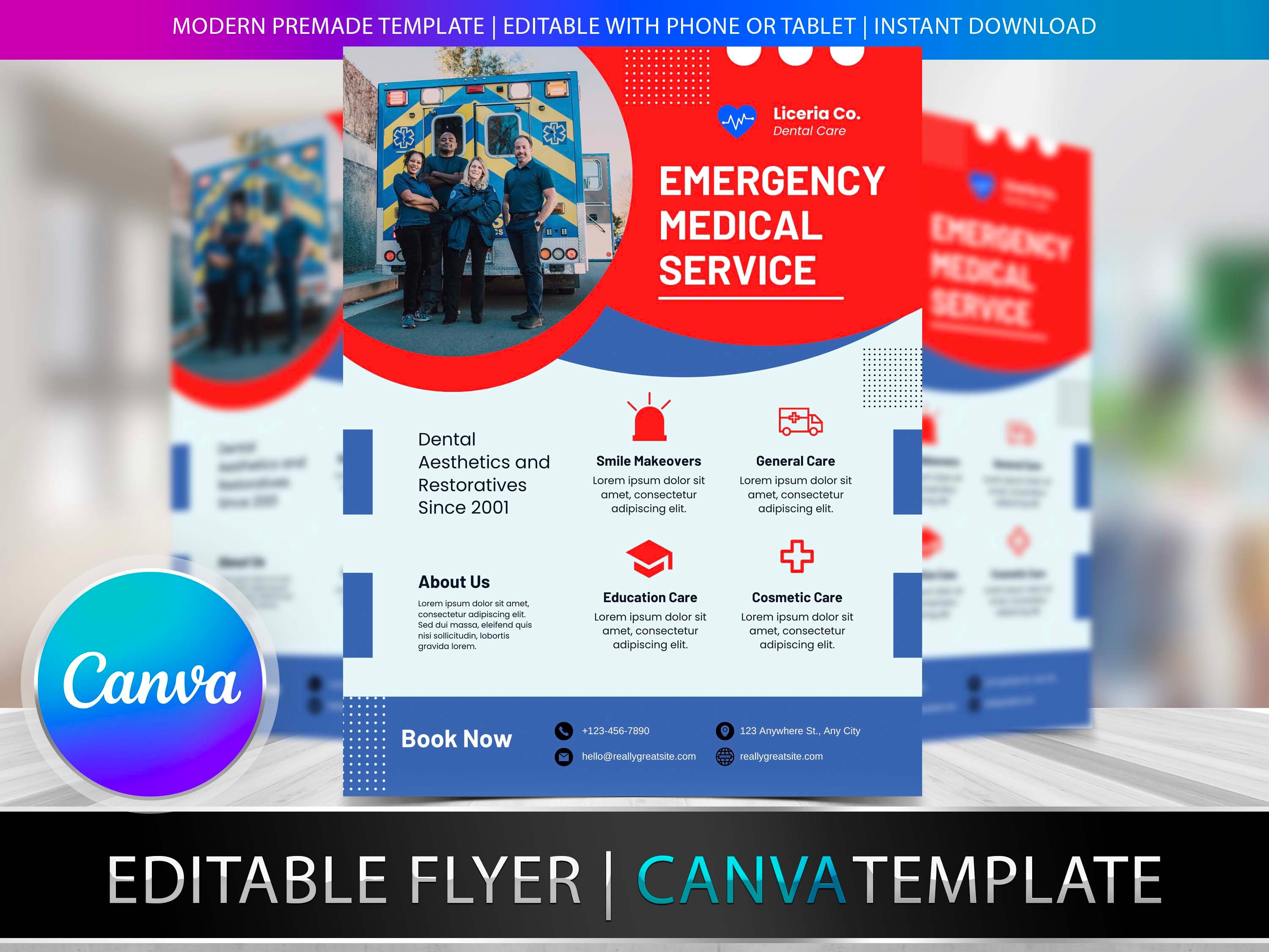 EMERGENCY MEDICAL SERVICE Flyer Diy Editable Canva Template - Etsy