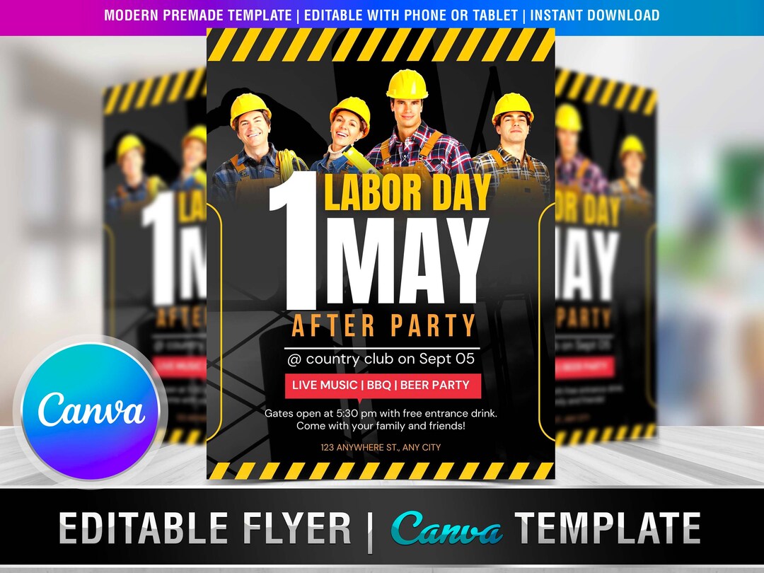 LABOR DAY FLYER Diy, Editable Canva Template, Printable & Social Media ...