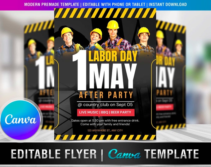 LABOR DAY FLYER Diy, Editable Canva Template, Printable & Social Media ...