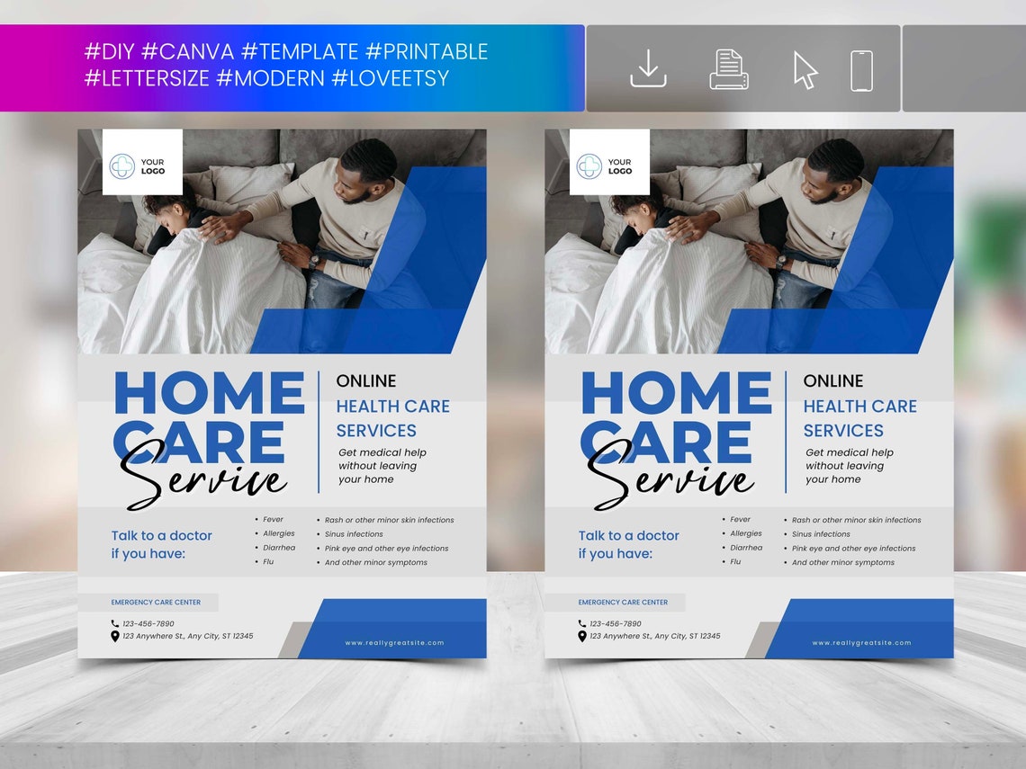 HOME CARE SERVICE Flyer Diy Editable Canva Template, Printable & Social ...