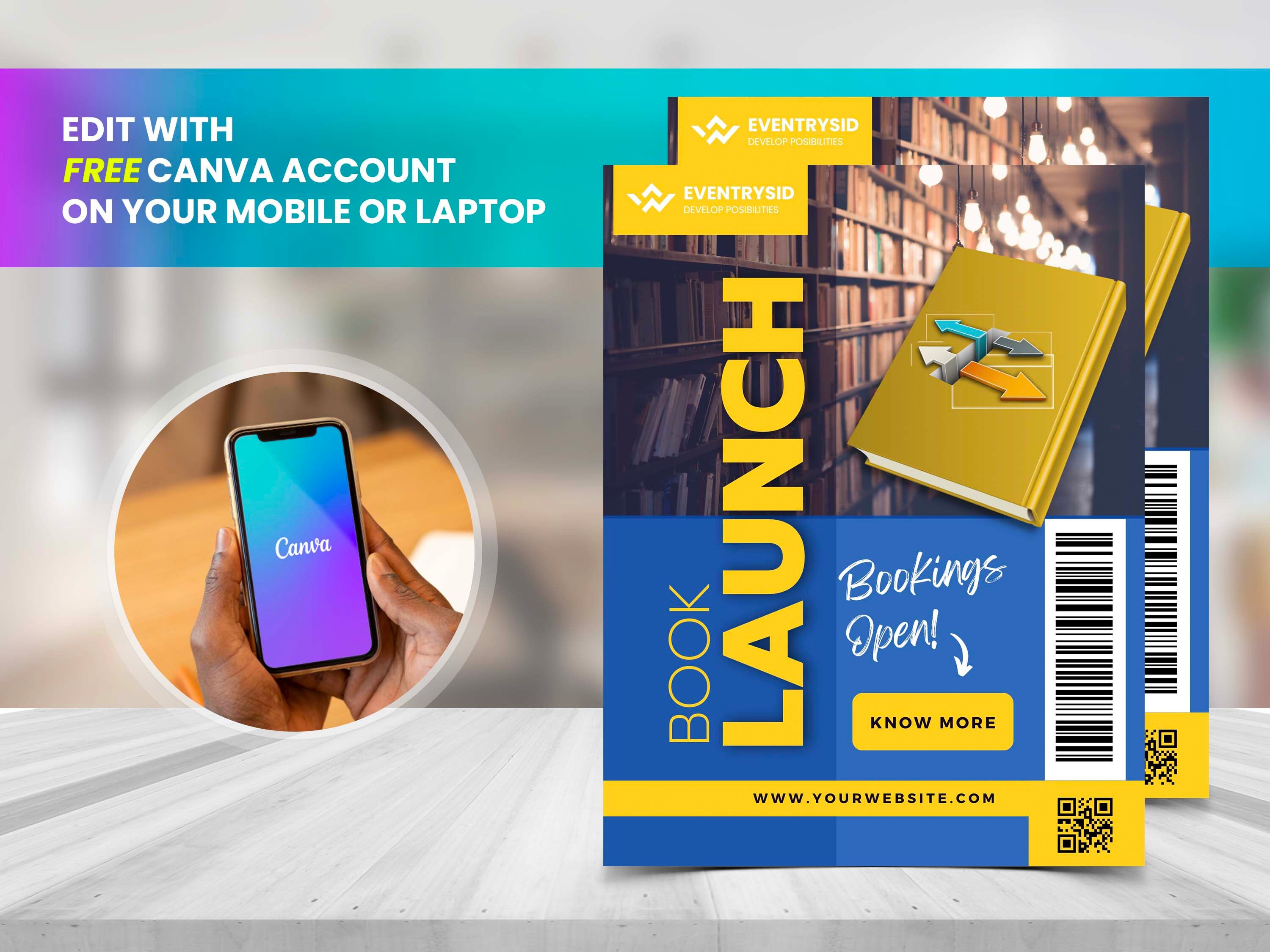 BOOK LAUNCH FLYER Diy Editable Canva Template, Printable & Social Media ...