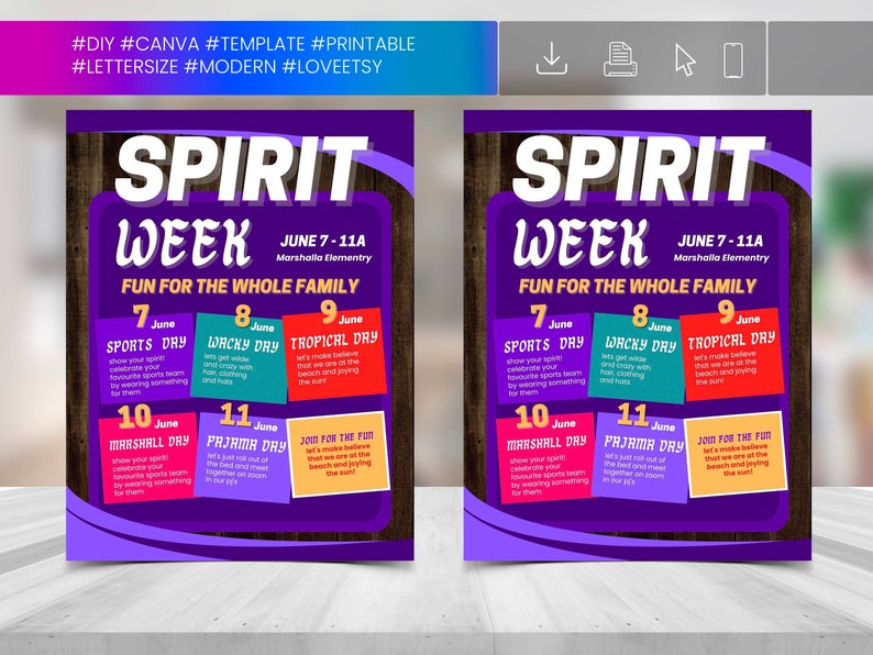 SPIRIT WEEK FLYER Diy Editable Canva Template, Printable & Social Media ...