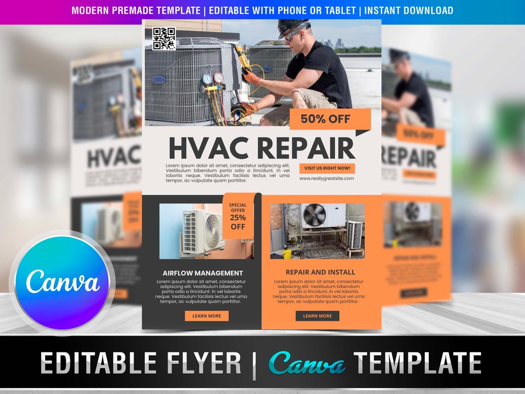 HVAC SPECIALIST FLYER Diy Editable Canva Template, Printable & Social ...