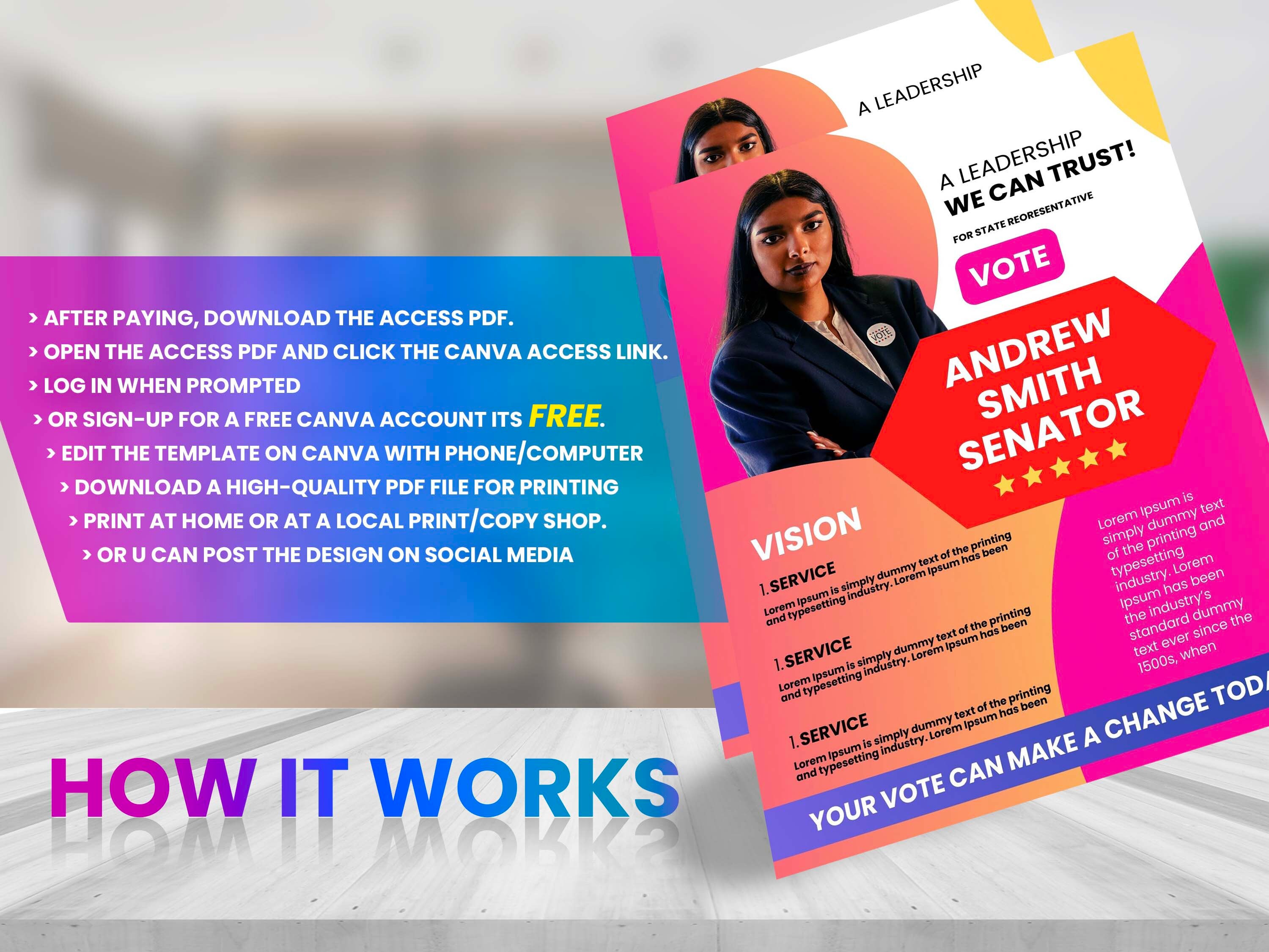 POLITICAL CAMPAIGN FLYERS Diy Editable Canva Template, Printable ...