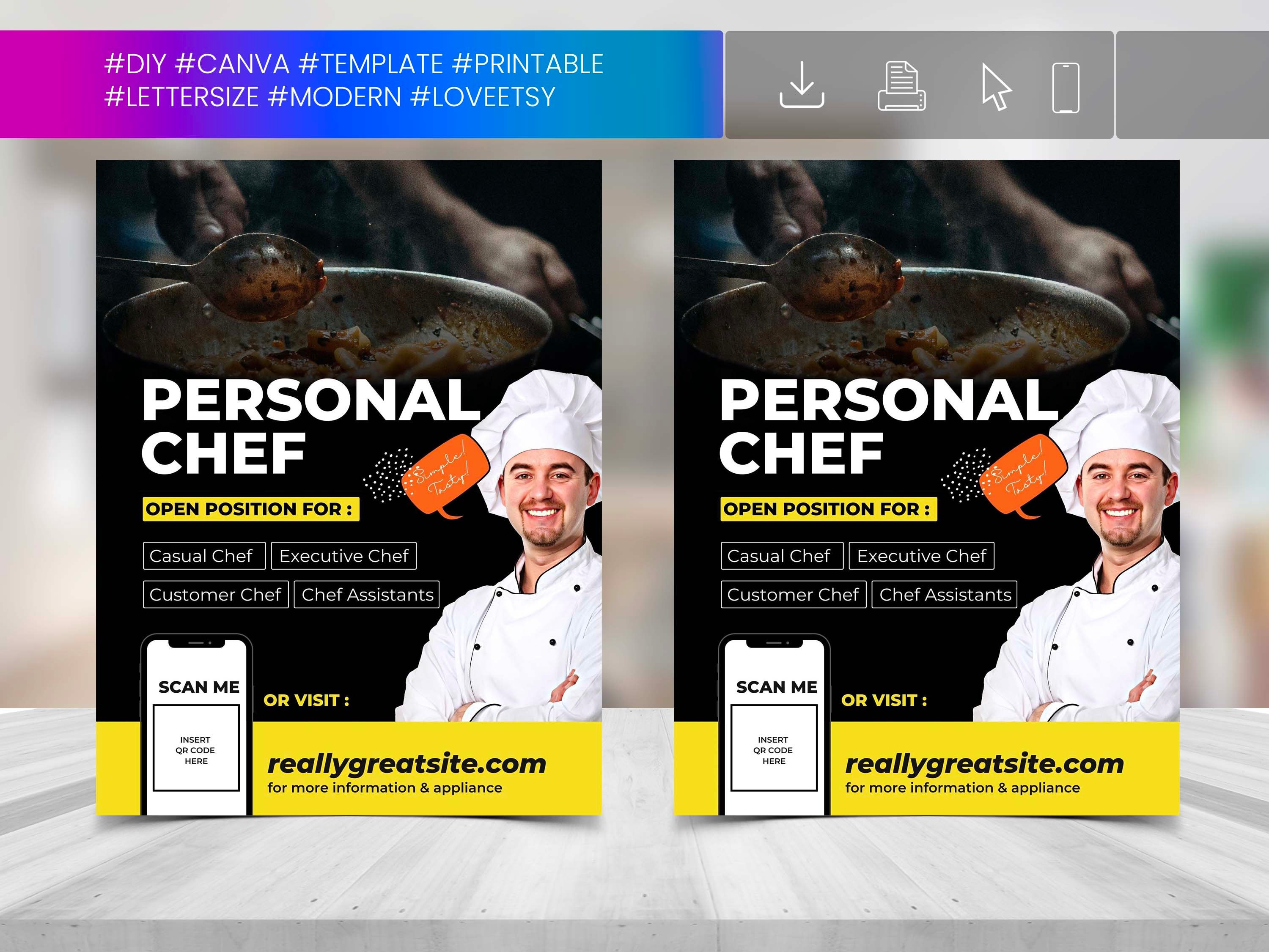 PERSONAL CHEF FLYER Diy, Editable Canva Template, Printable & Social ...