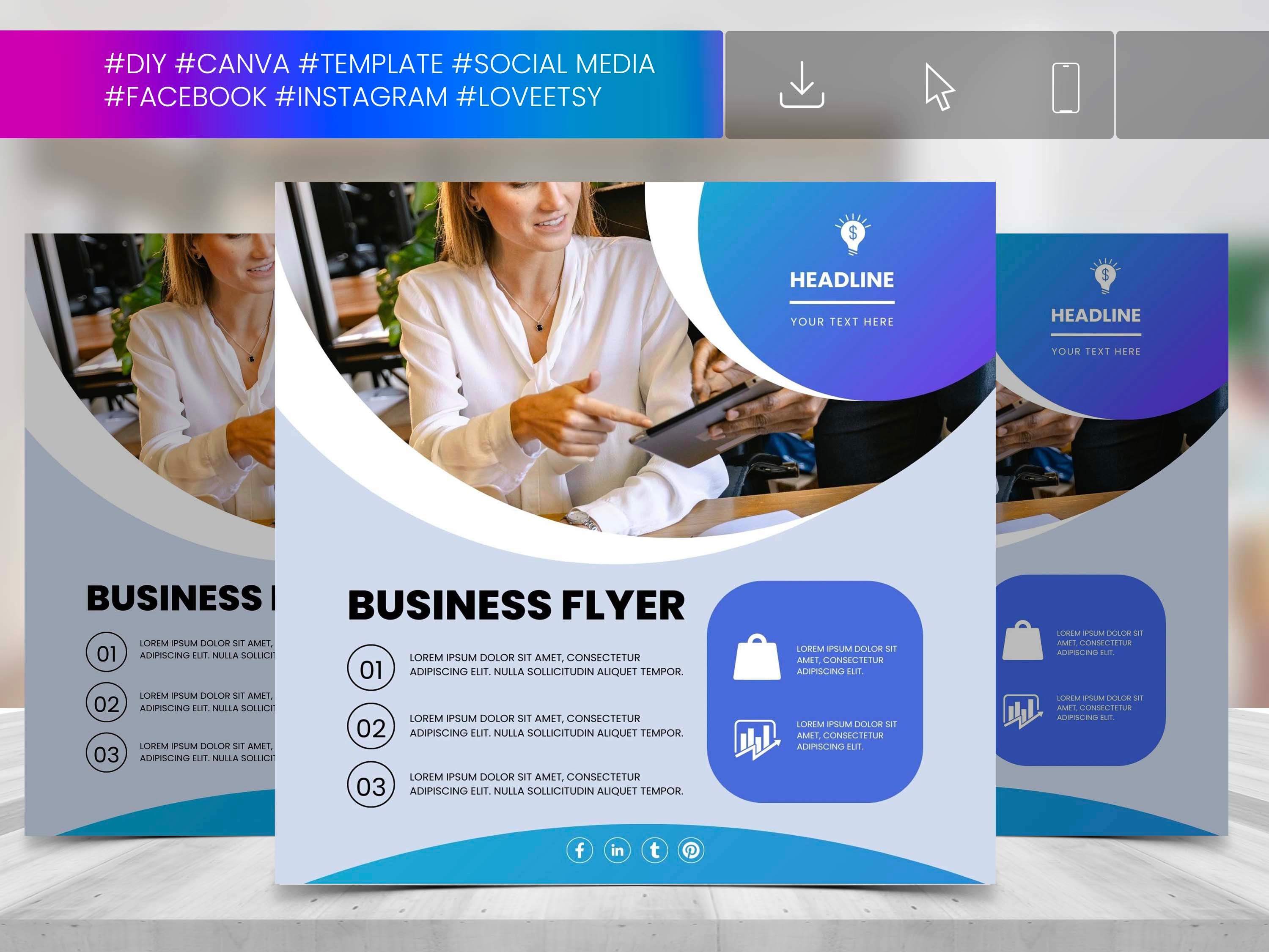 BUSINESS FLYER DIY Editable Canva Template, Printable & Social Media ...