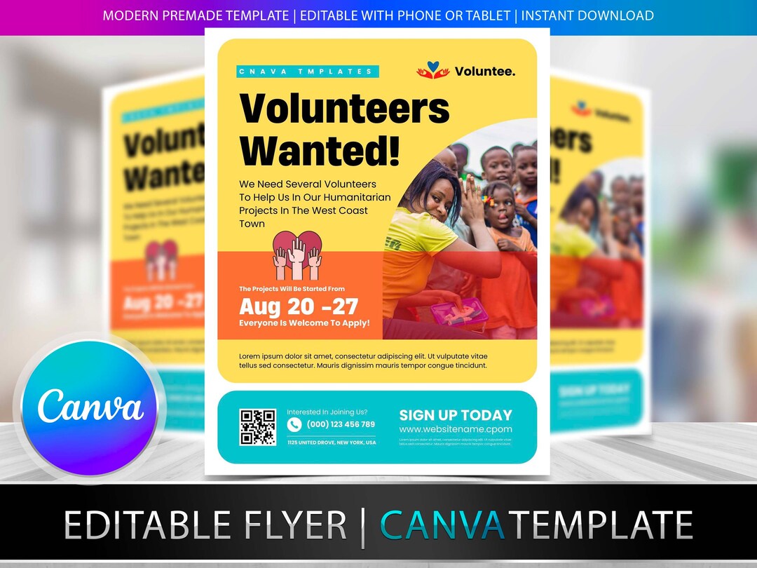 VOLUNTEERS FLYERS Diy Editable Canva Template, Printable & Social Media ...