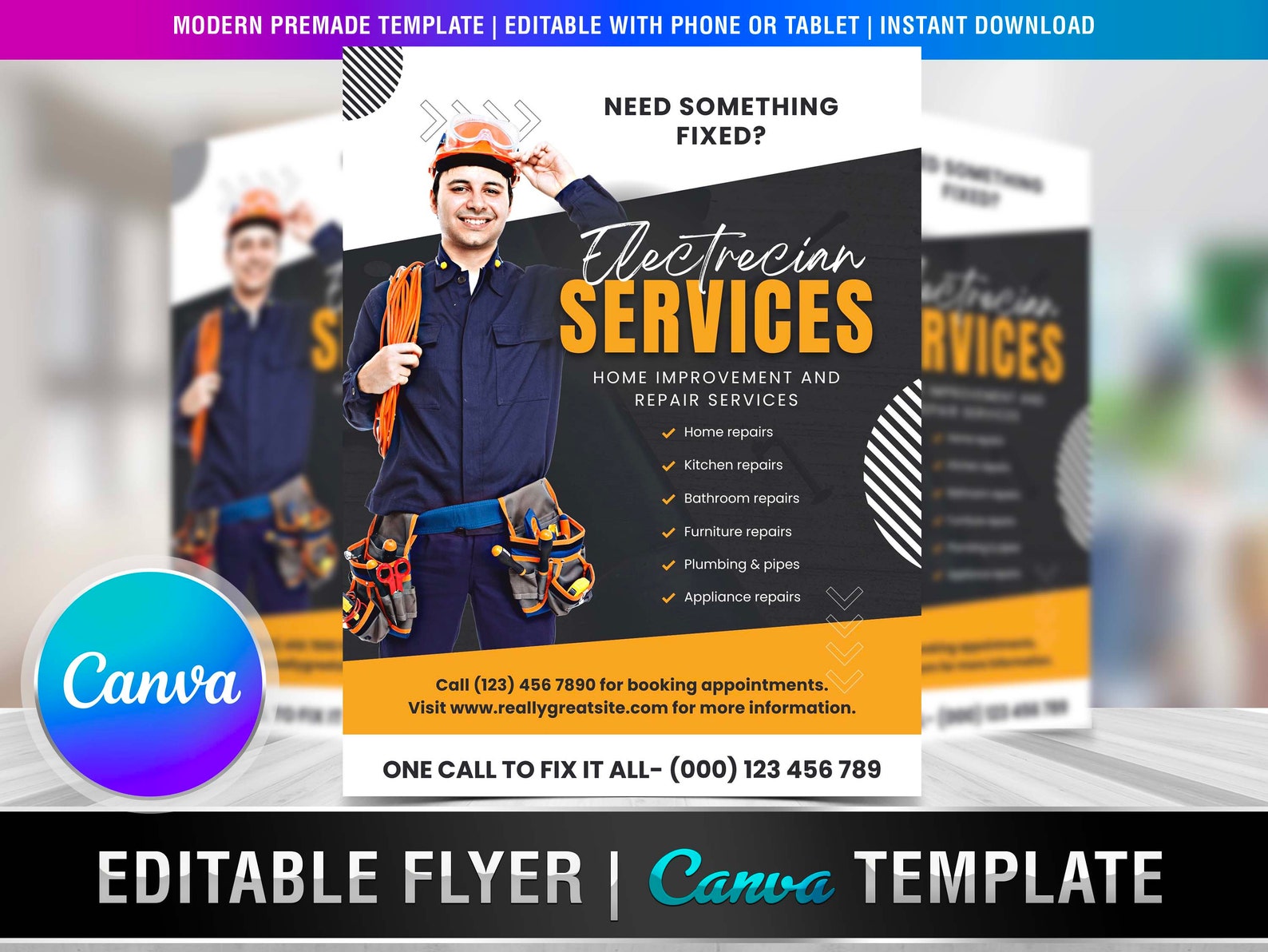 ELECTRICAL CONTRACTOR FLYERS Diy Editable Canva Template, Printable ...