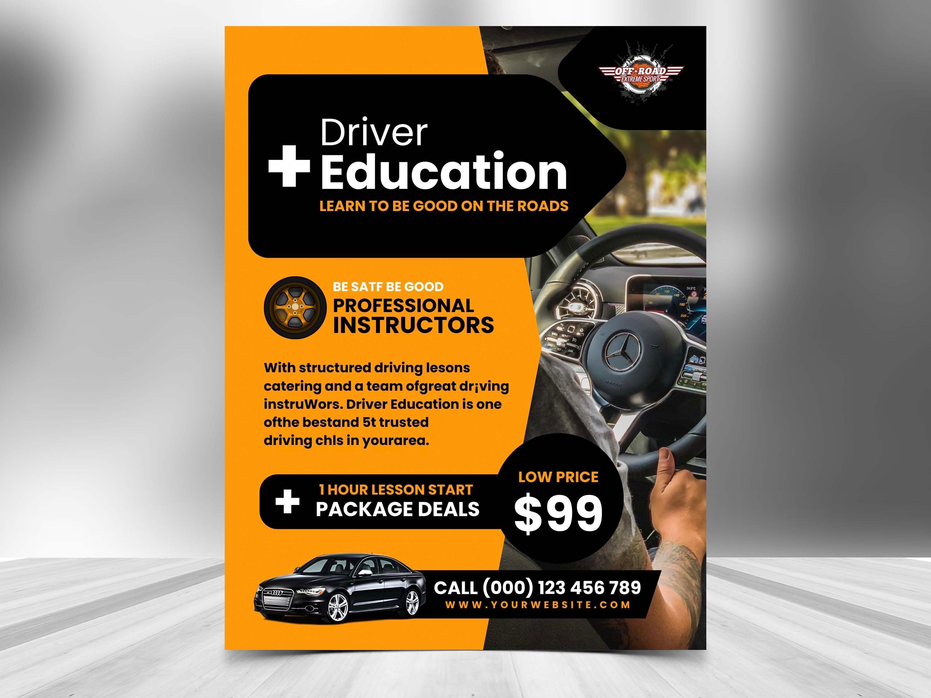 DRIVING SCHOOL SERVICE Flyer Diy Editable Canva Template, Printable ...