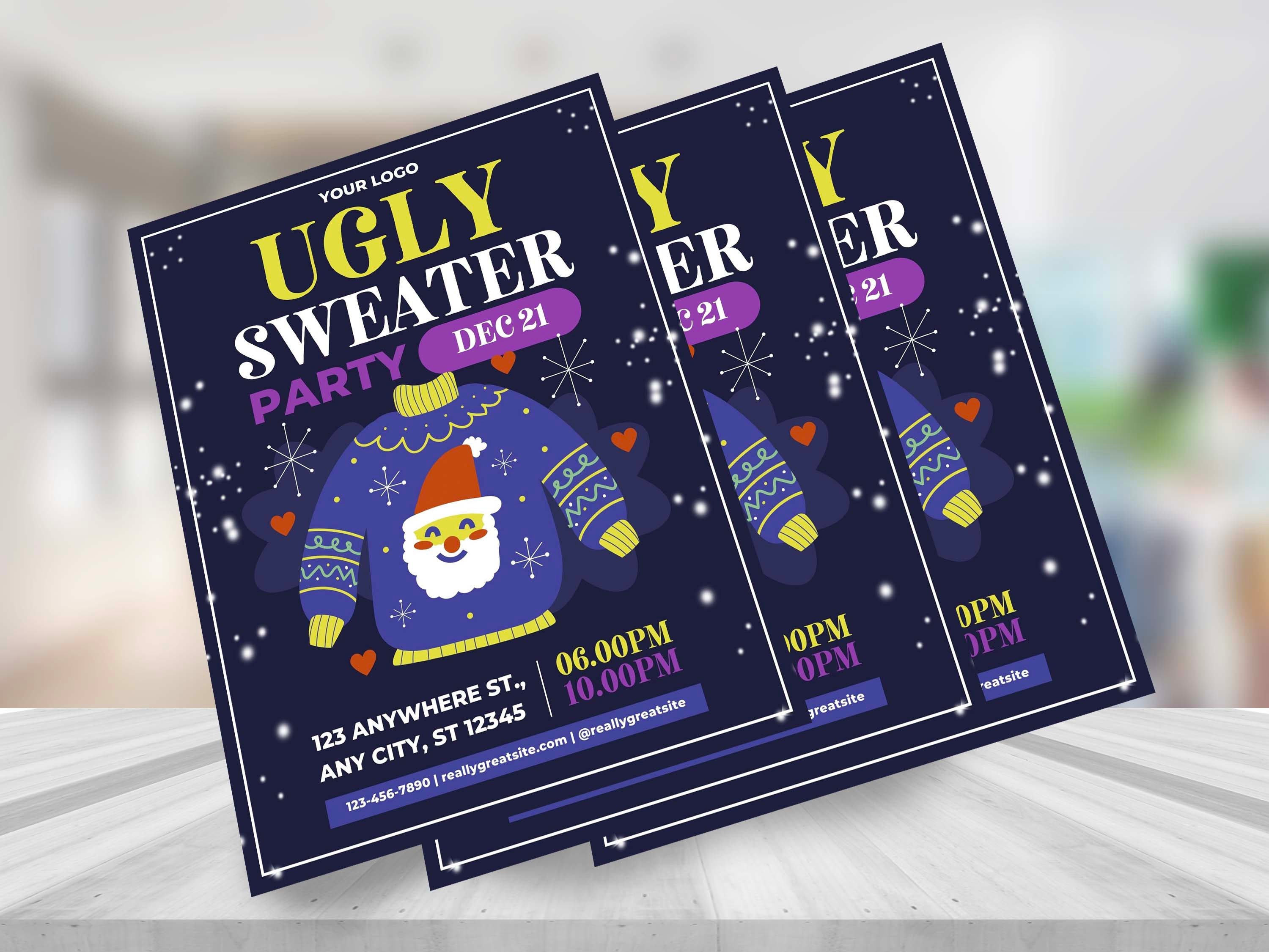 UGLY SWEATER FLYER Diy Editable Canva Template, Printable & Social ...