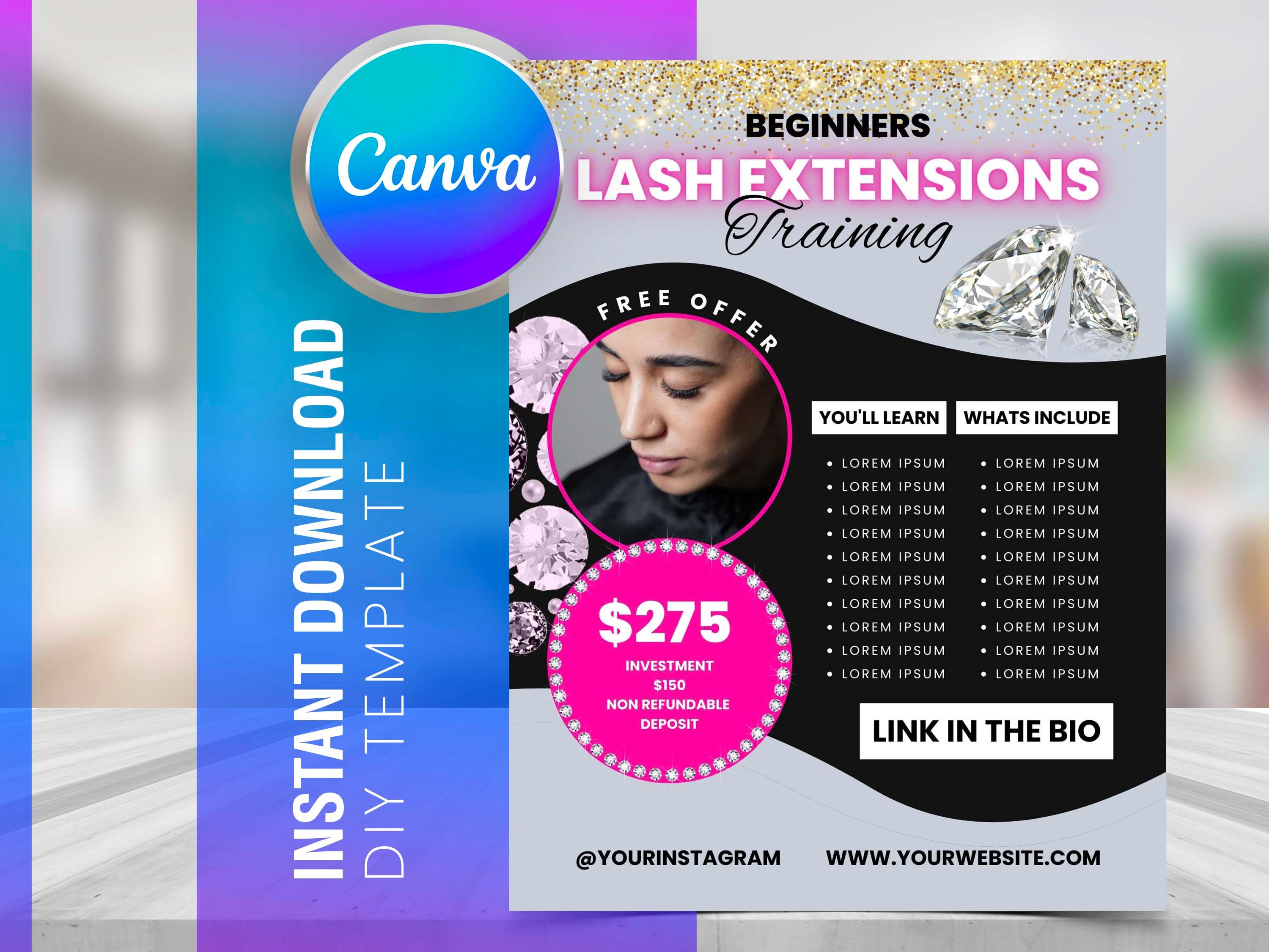 LASH EXTENSIONS FLYER , Diy Editable Canva Template, Printable & Social ...