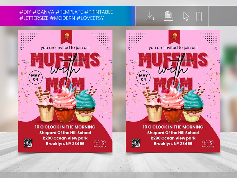 MUFFIN MOM FLYER Diy, Editable Canva Template, Printable & Social Media ...