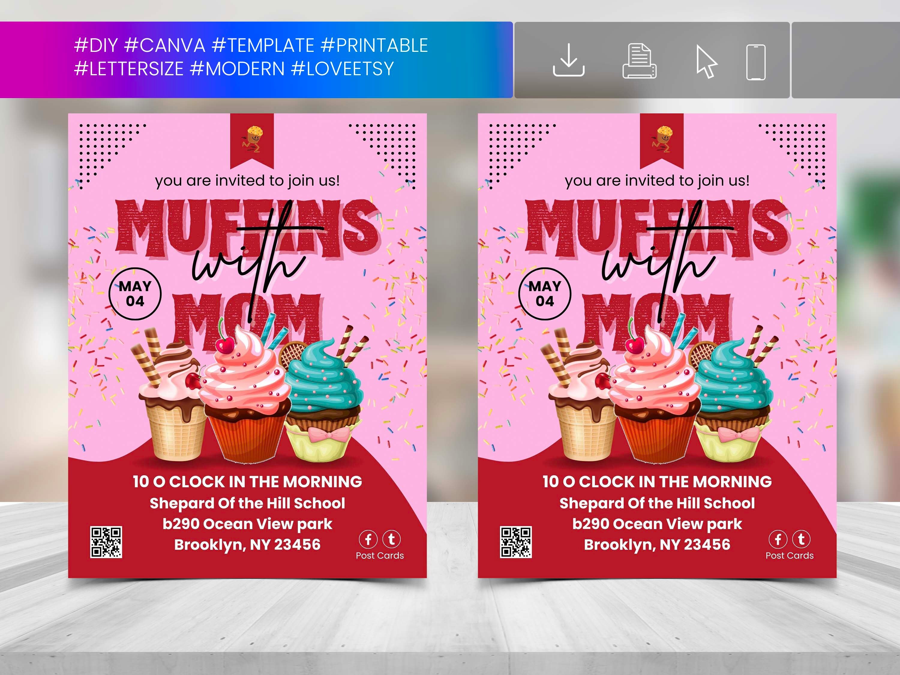 MUFFIN MOM FLYER Diy, Editable Canva Template, Printable & Social Media ...