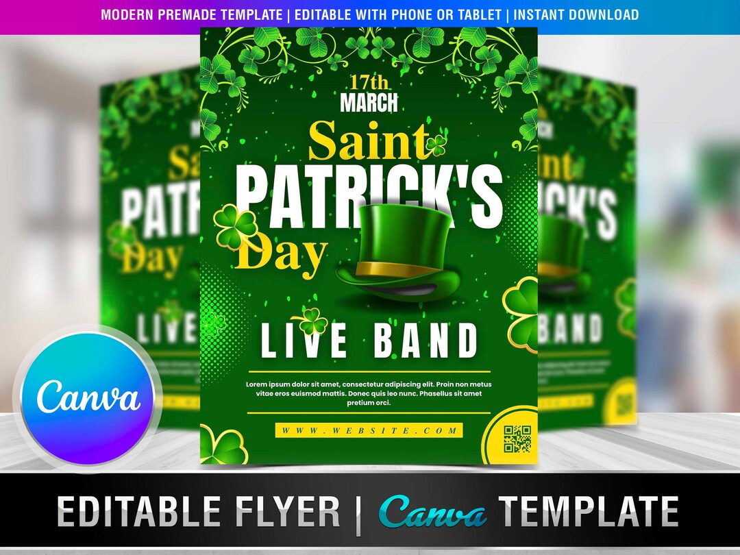 ST PATRICKS DAY Flyer Diy Editable Canva Template, Printable & Social ...