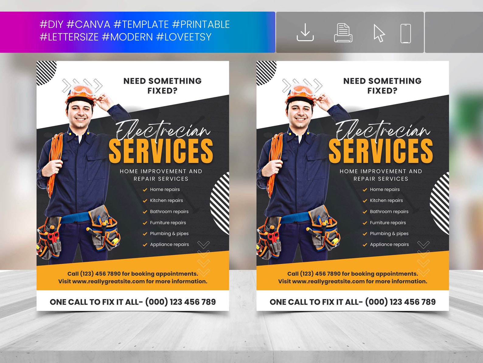 ELECTRICAL CONTRACTOR FLYERS Diy Editable Canva Template, Printable ...