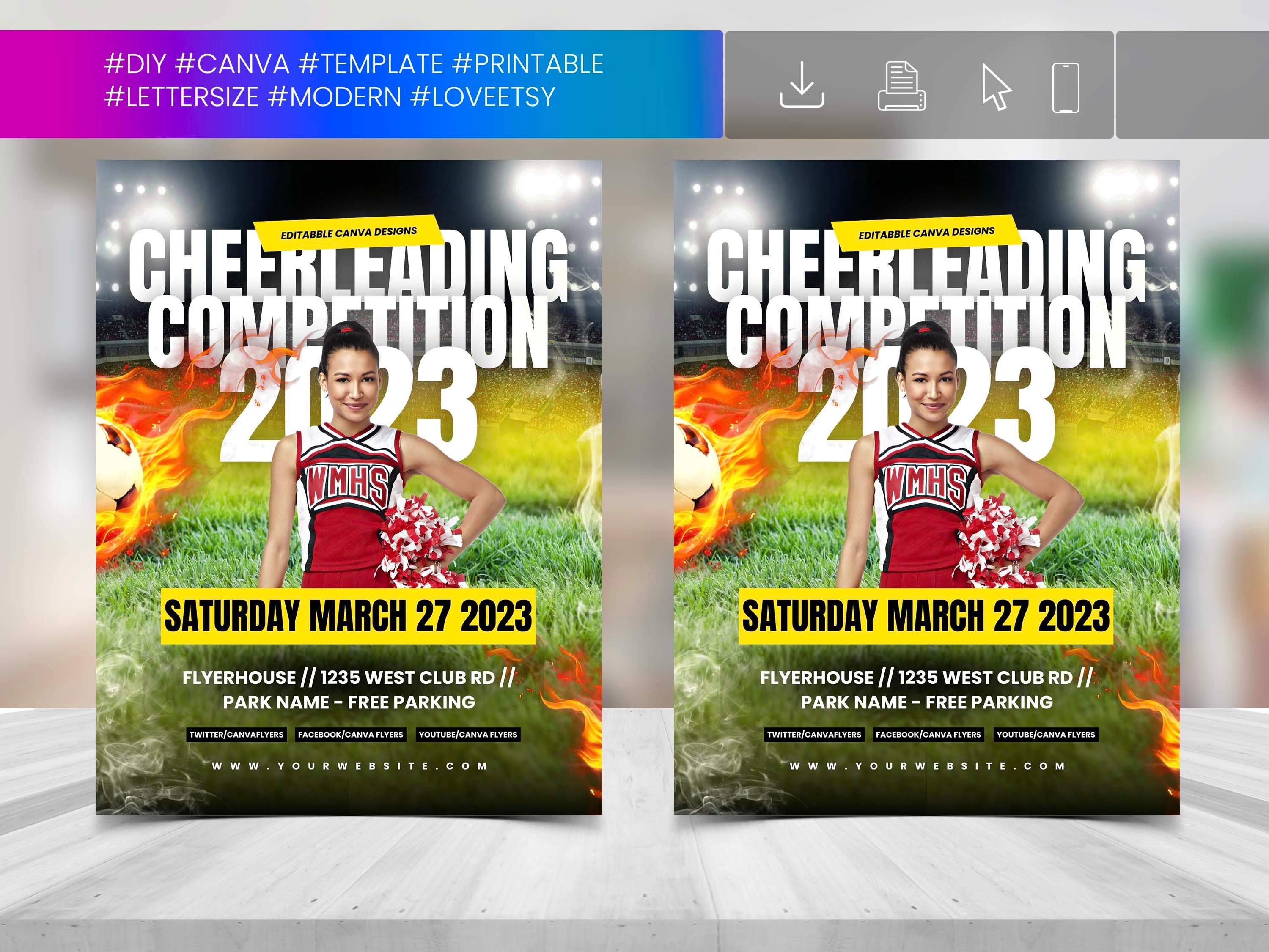 CEERLEADING COMPETITION FLYER Diy Editable Canva Template, Printable ...