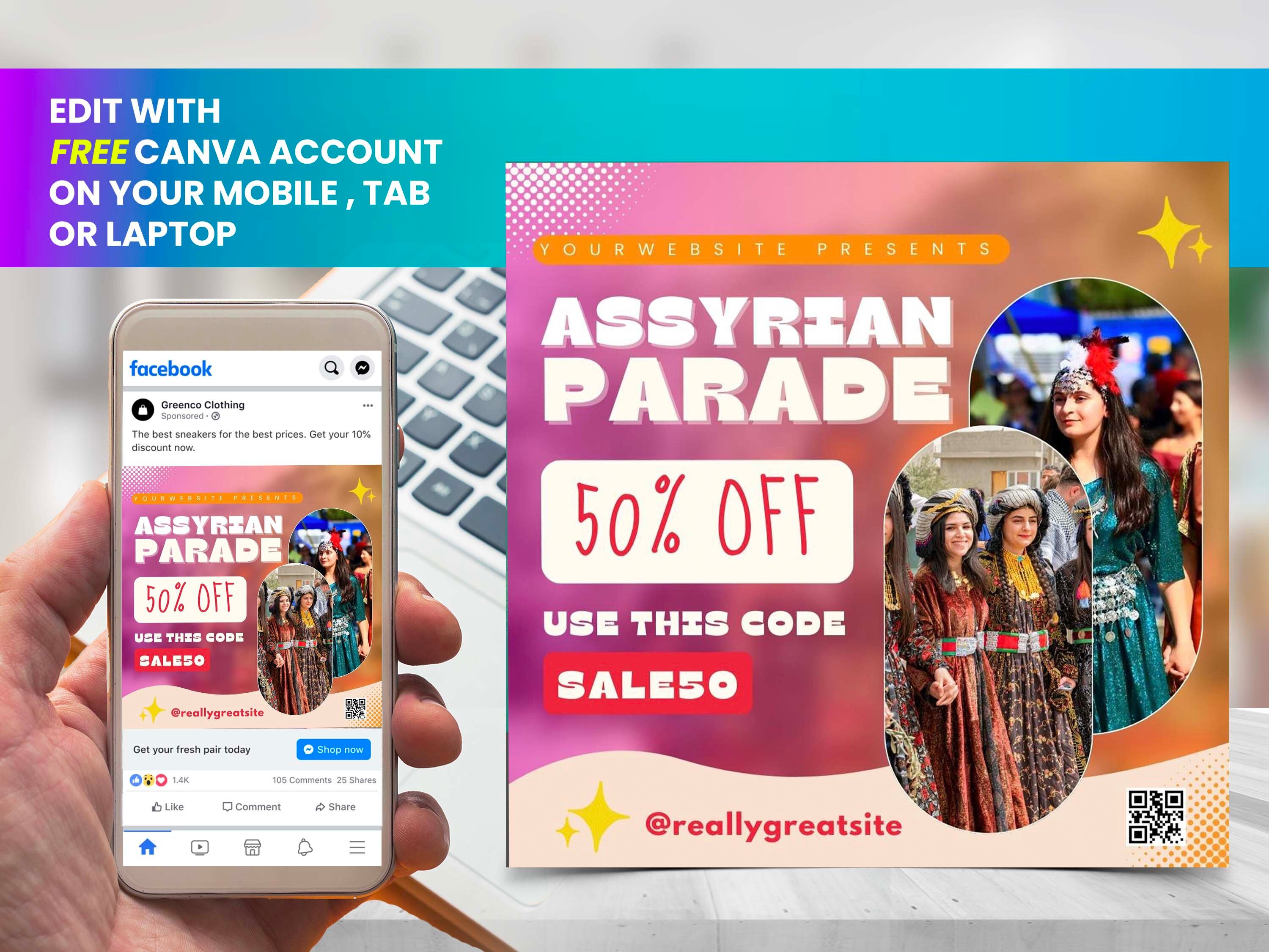 ASSYRIAN NEW YEAR Flyer Diy Editable Canva Template, Printable & Social ...
