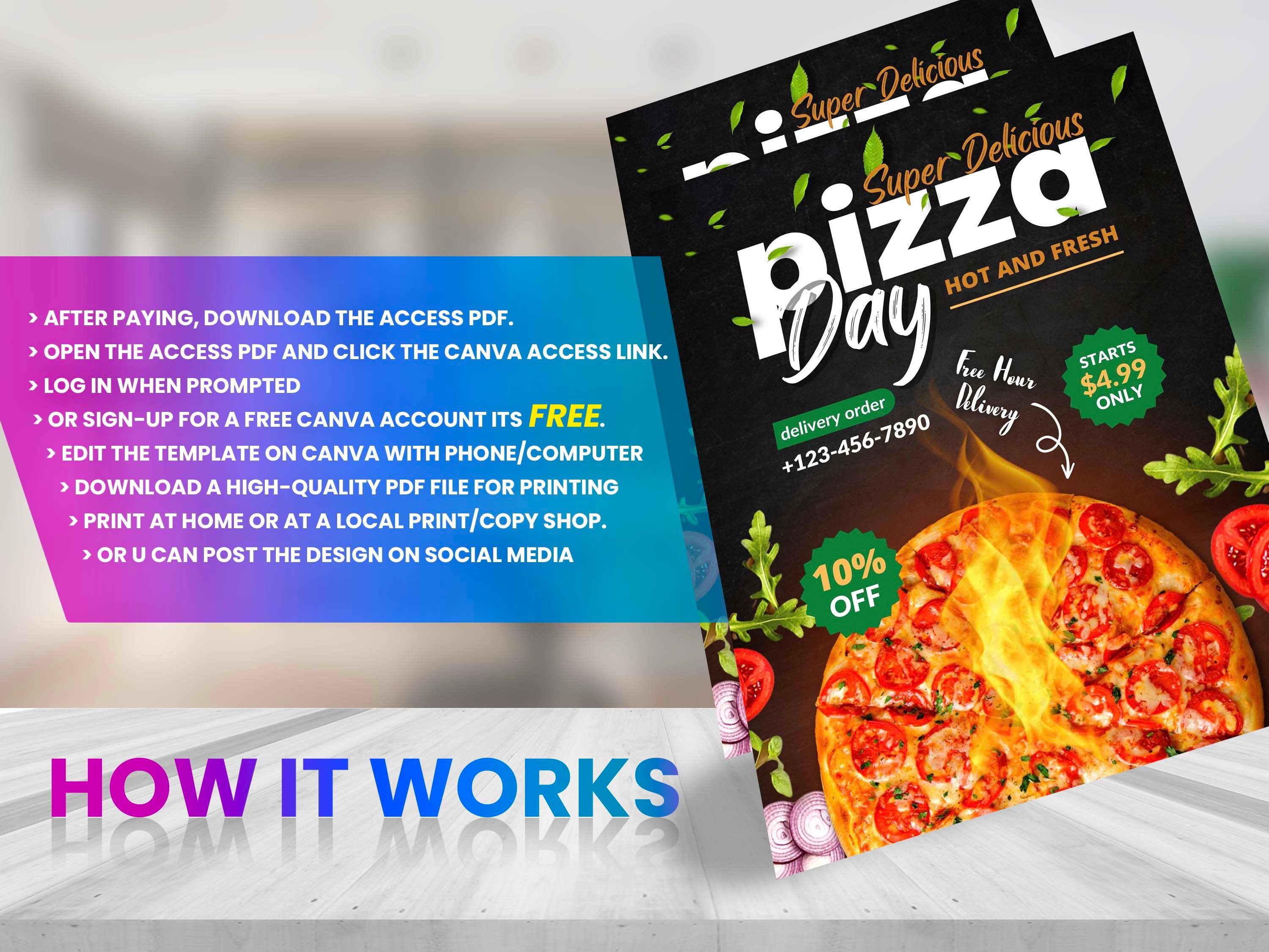 PIZZA DAY FLYER Diy Editable Canva Template, Printable & Social Media ...