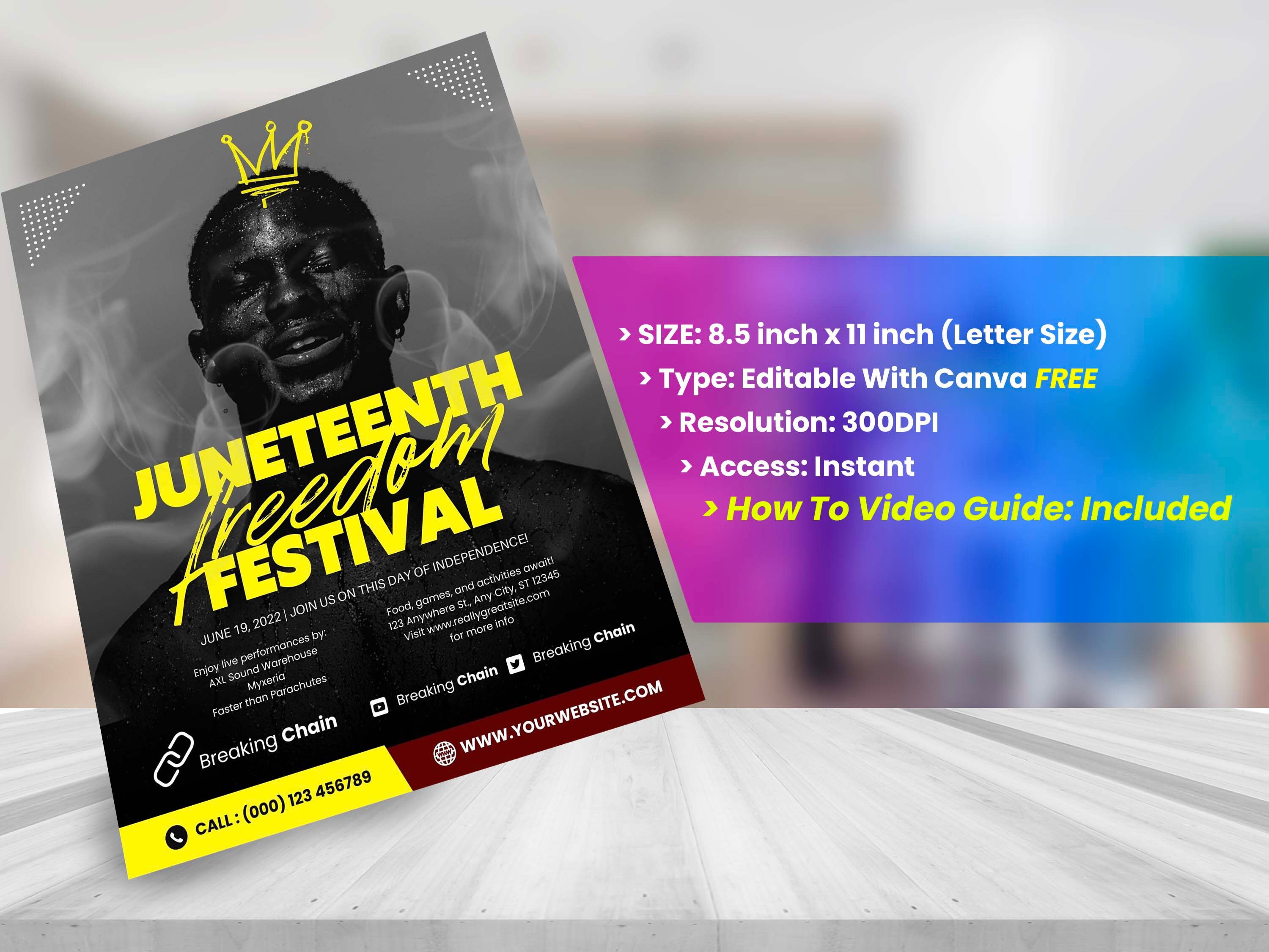 JUNETEENTH FLYER DIY Editable Canva Template, Printable & Social Media ...