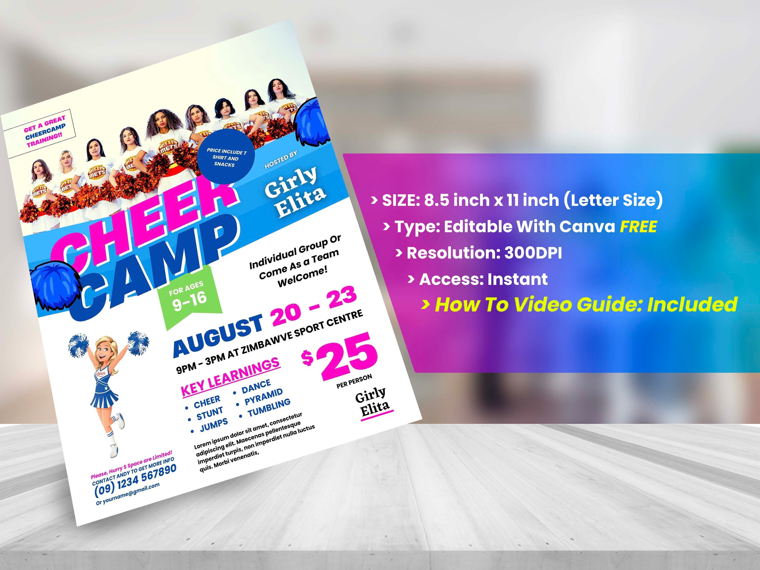 CEERLEADING COMPETITION FLYER Diy Editable Canva Template, Printable ...