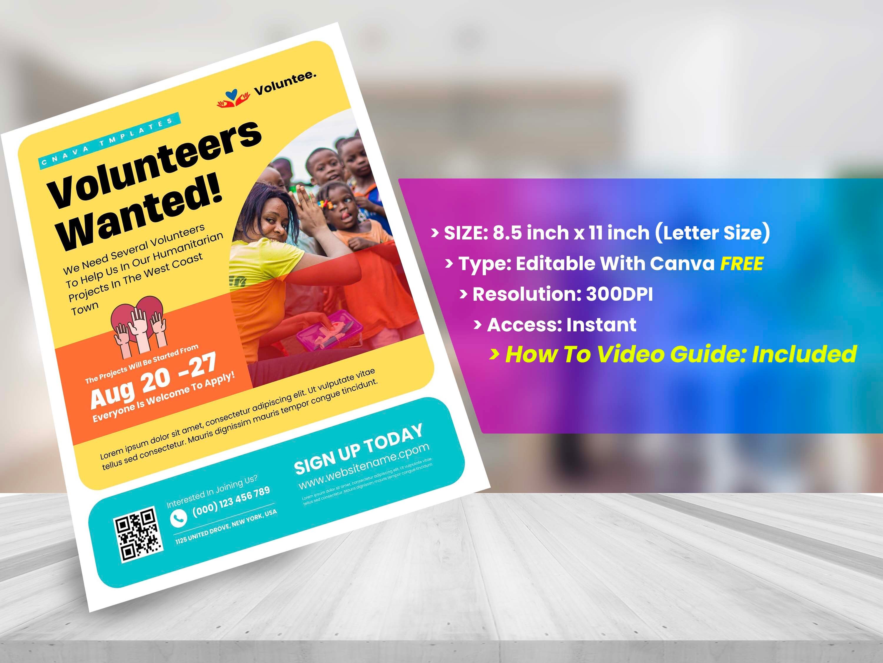 VOLUNTEERS FLYERS Diy Editable Canva Template, Printable & Social Media ...