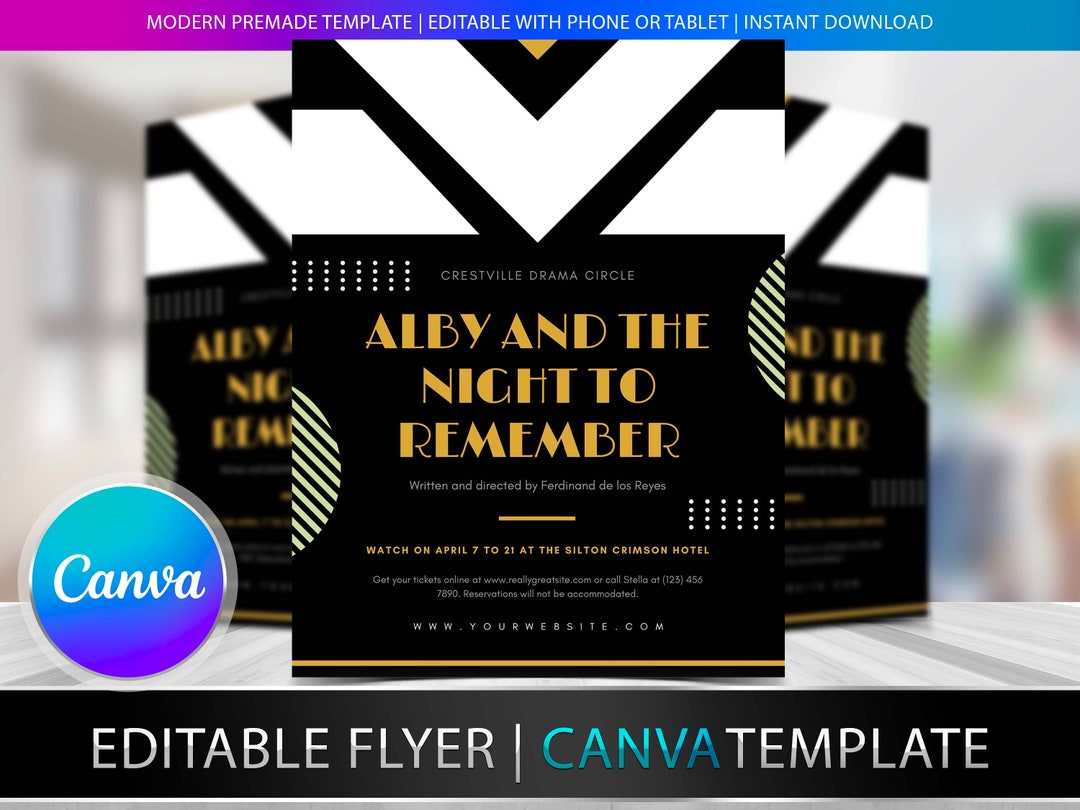 DRAMA CLUB FLYER Diy Editable Canva Template, Printable & Social Media ...