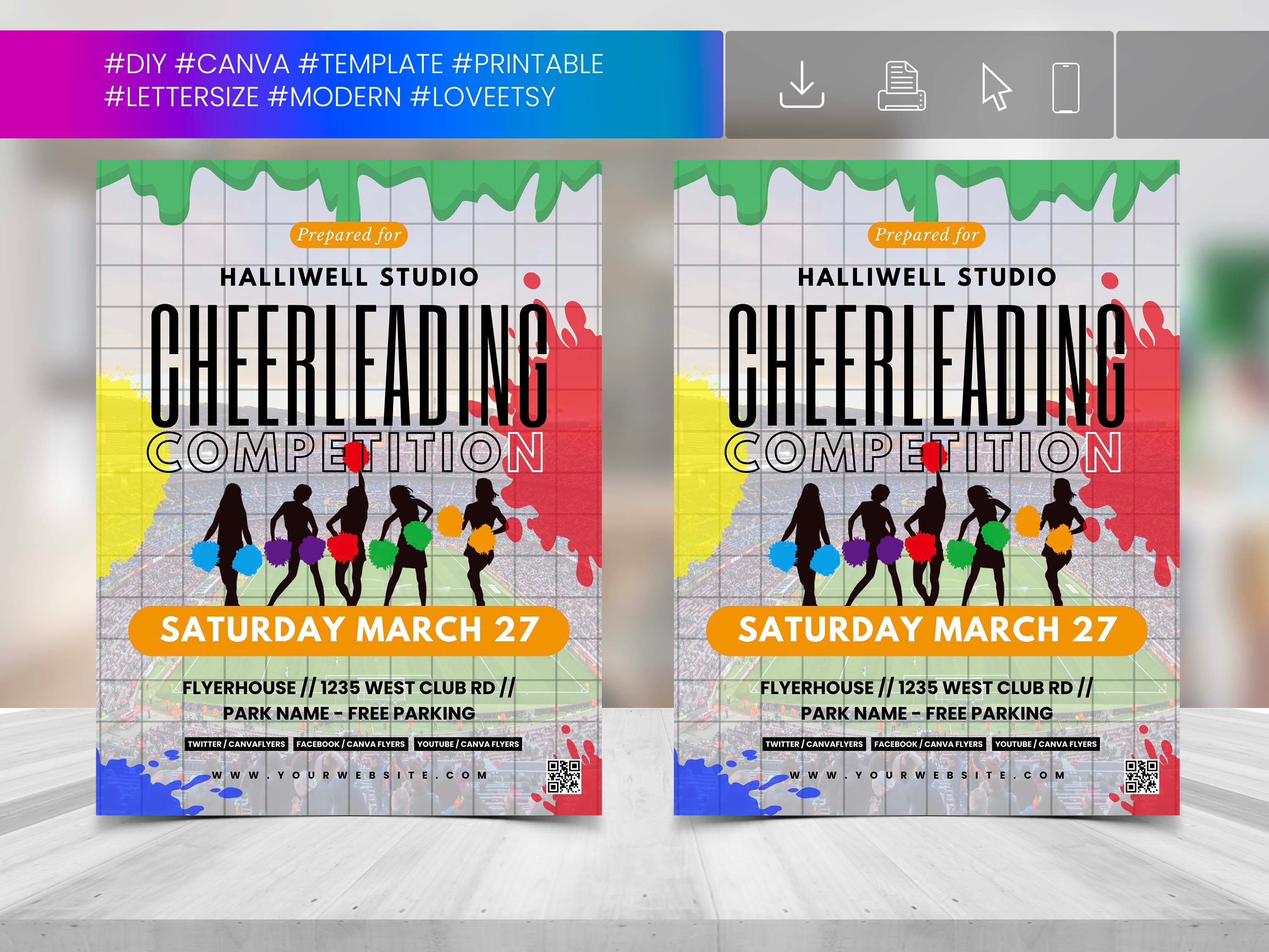 CEERLEADING COMPETITION FLYER Diy Editable Canva Template, Printable ...