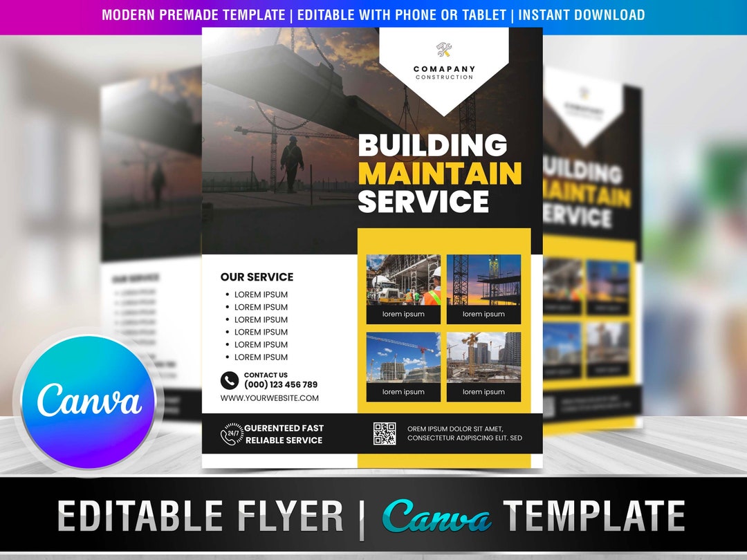 BUILDING MAINTENANCE SERVICE, Diy Editable Canva Template, Printable ...