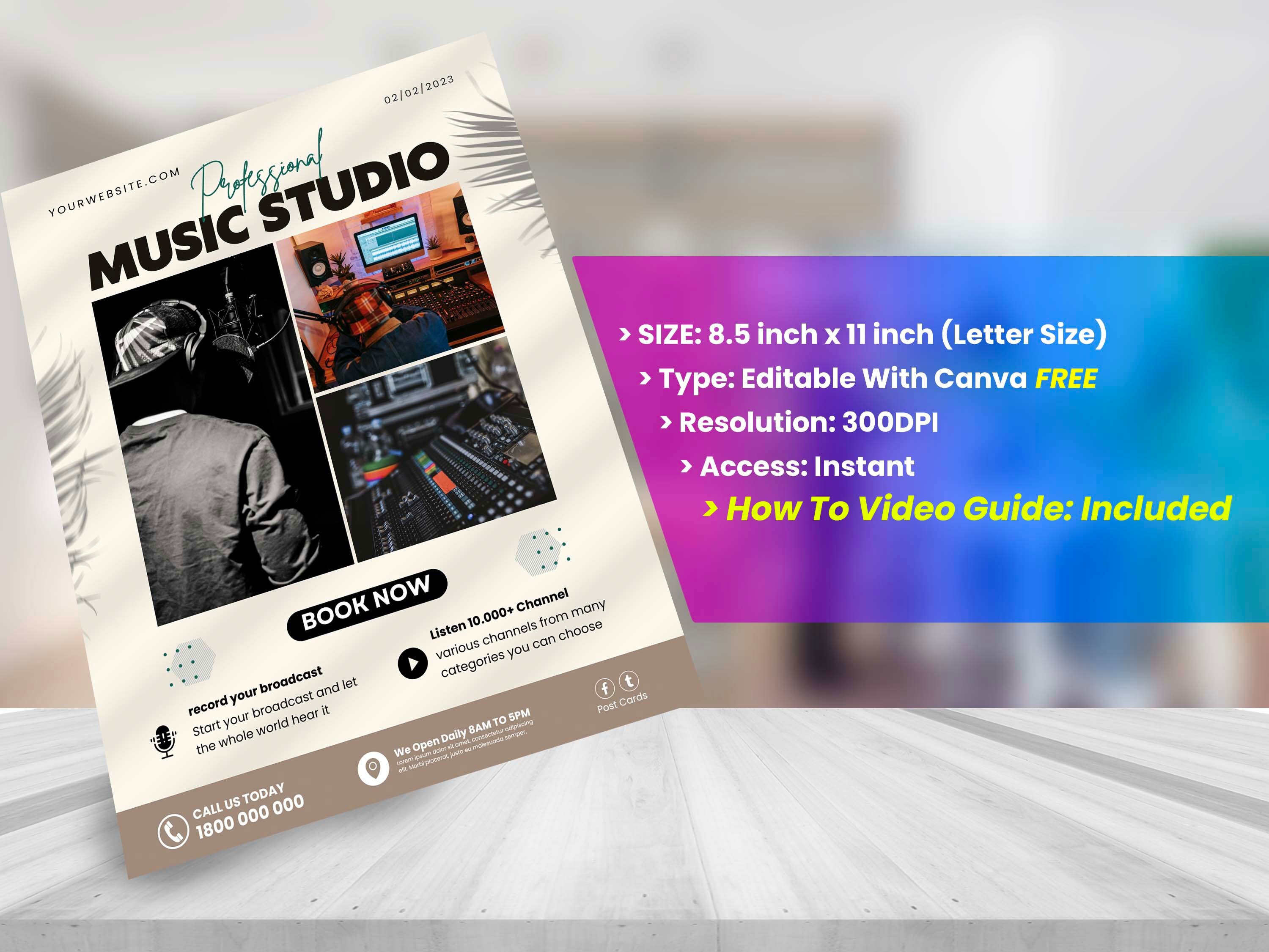 MUSIC STUDIO FLYER Diy Editable Canva Template, Printable & Social ...
