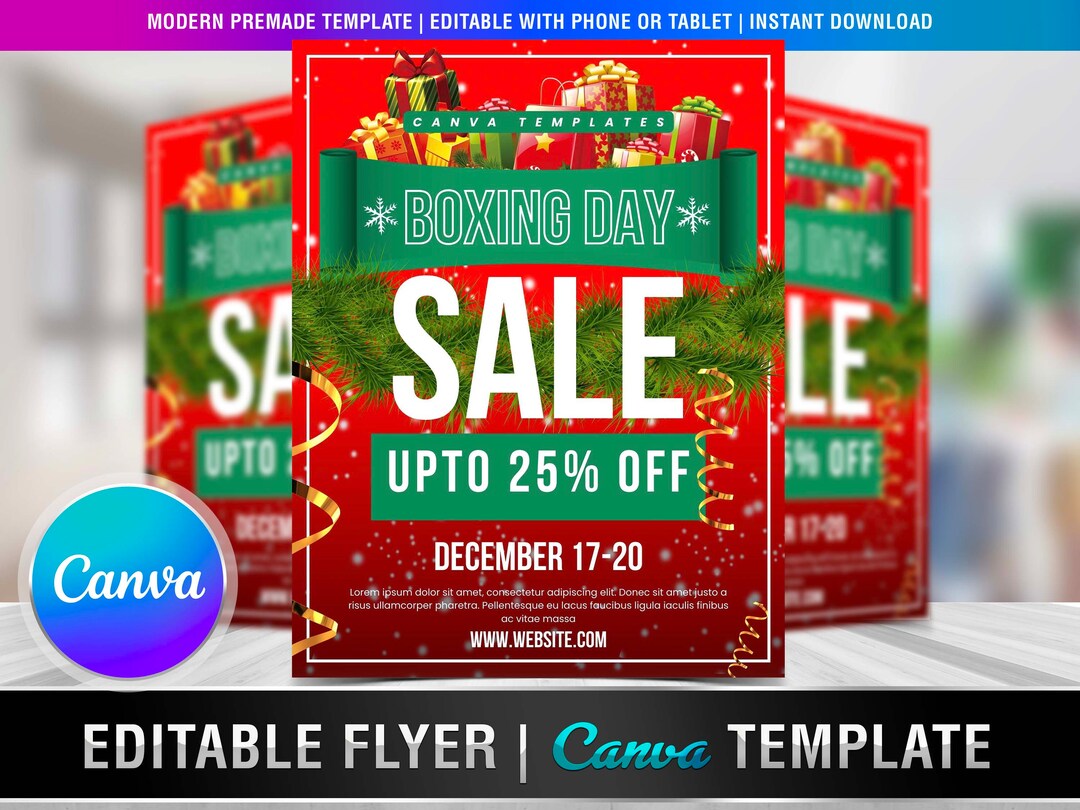 BOXING DAY FLYER Diy Editable Canva Template, Printable & Social Media ...