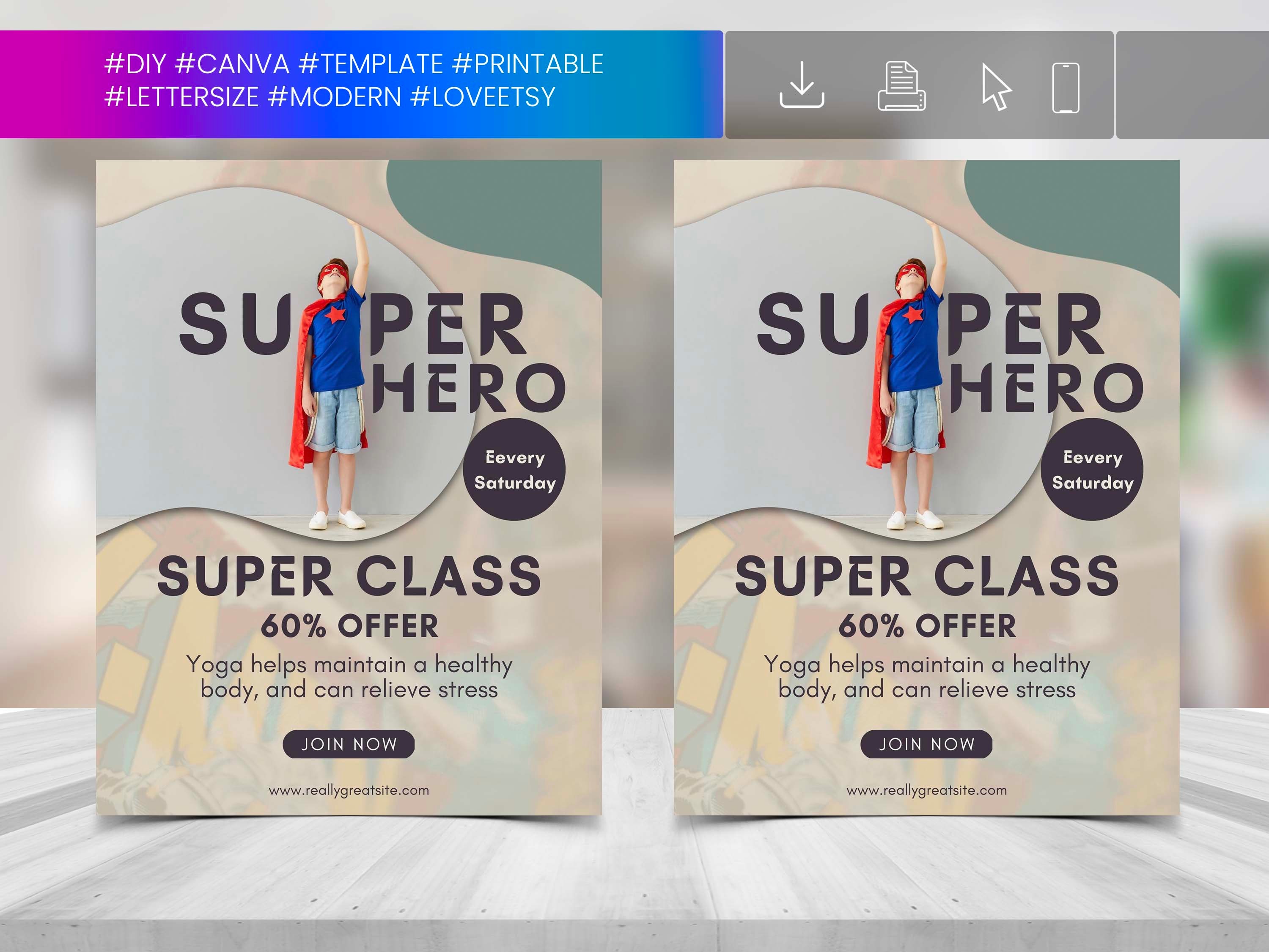 SUPER HERO FLYER Diy, Editable Canva Template, Printable & Social Media ...