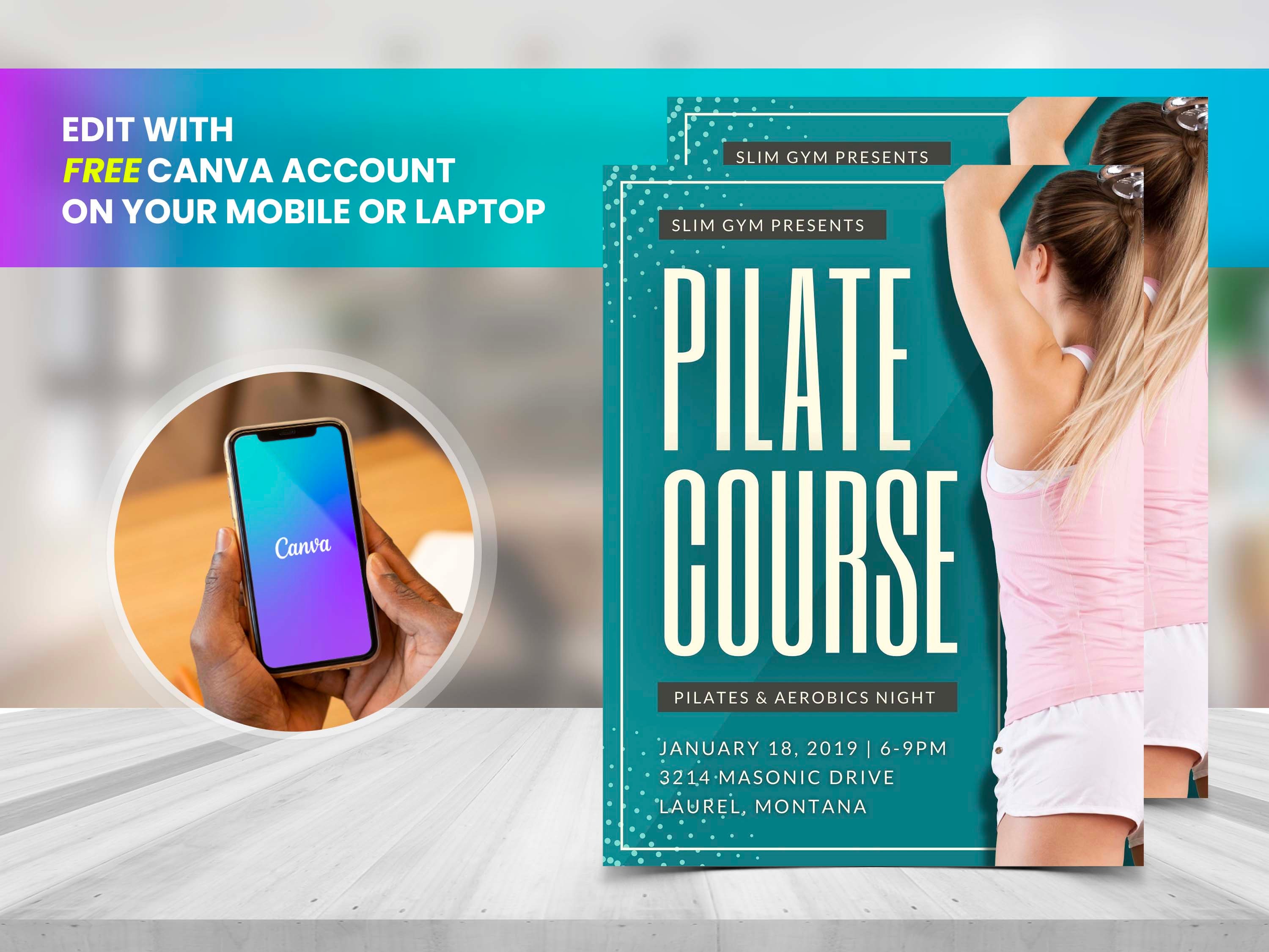 PILATE FLYER DIY Editable Canva Template, Printable & Social Media ...