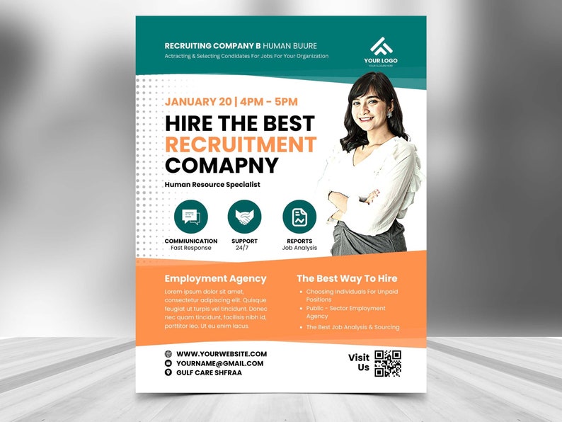 RECRUITMENT FLYER Diy Editable Canva Template, Printable & Social Media ...
