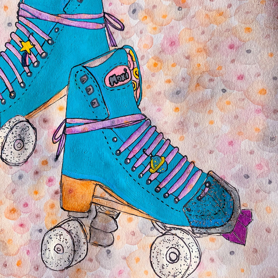 Roller Skates Print | Watercolor Art | Decorative Print | Wall Hanging ...
