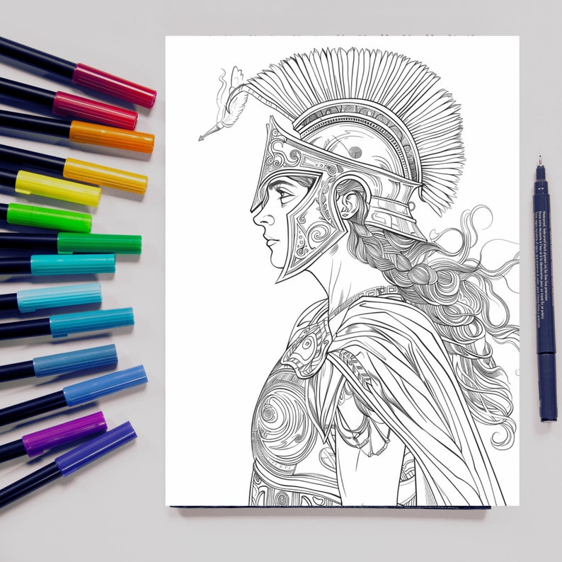 Greek Goddess Athena, 6 Coloring Pages Digital Download - Etsy