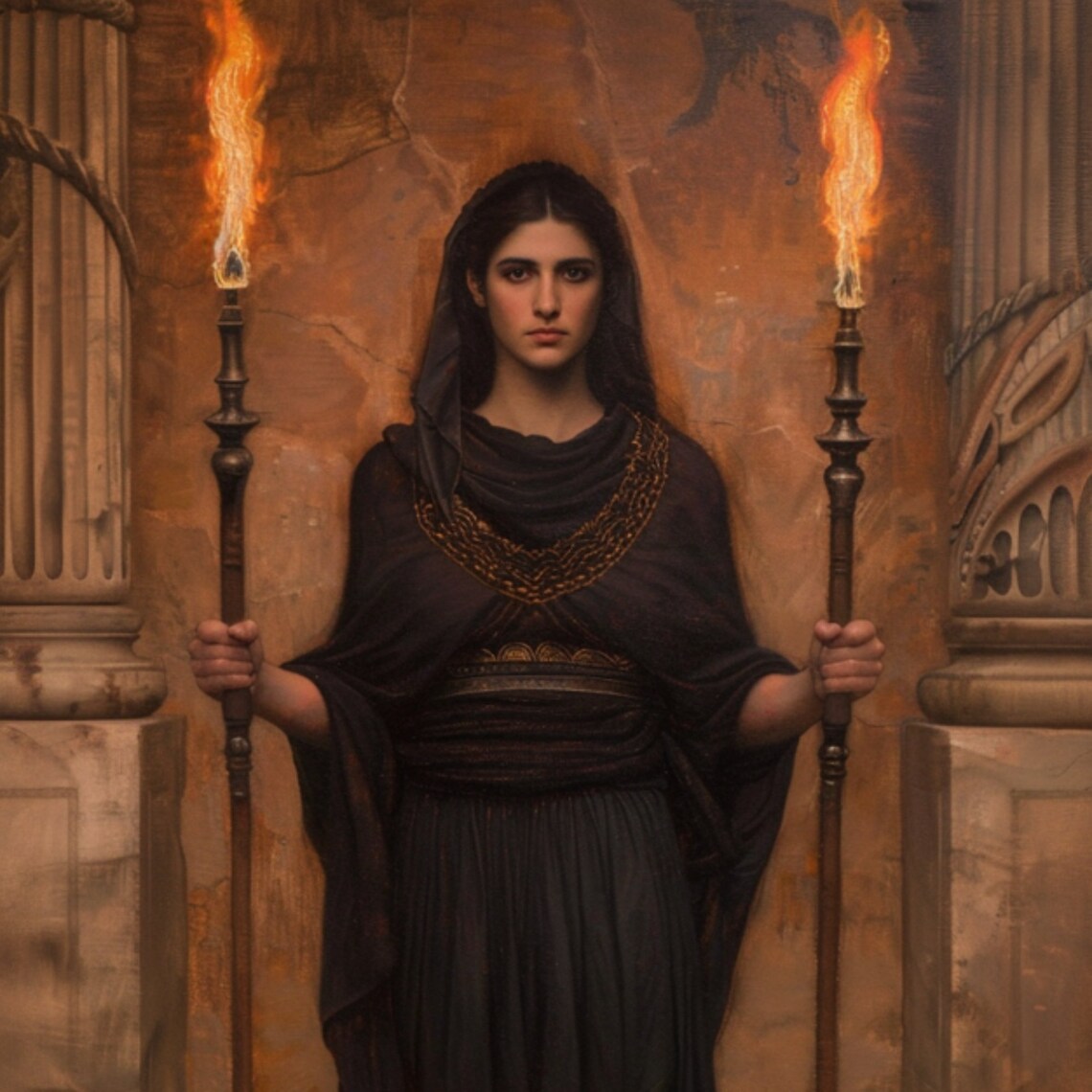 Triple Goddess Hecate With Torches PNG Digital Download, Hekate Goddess ...