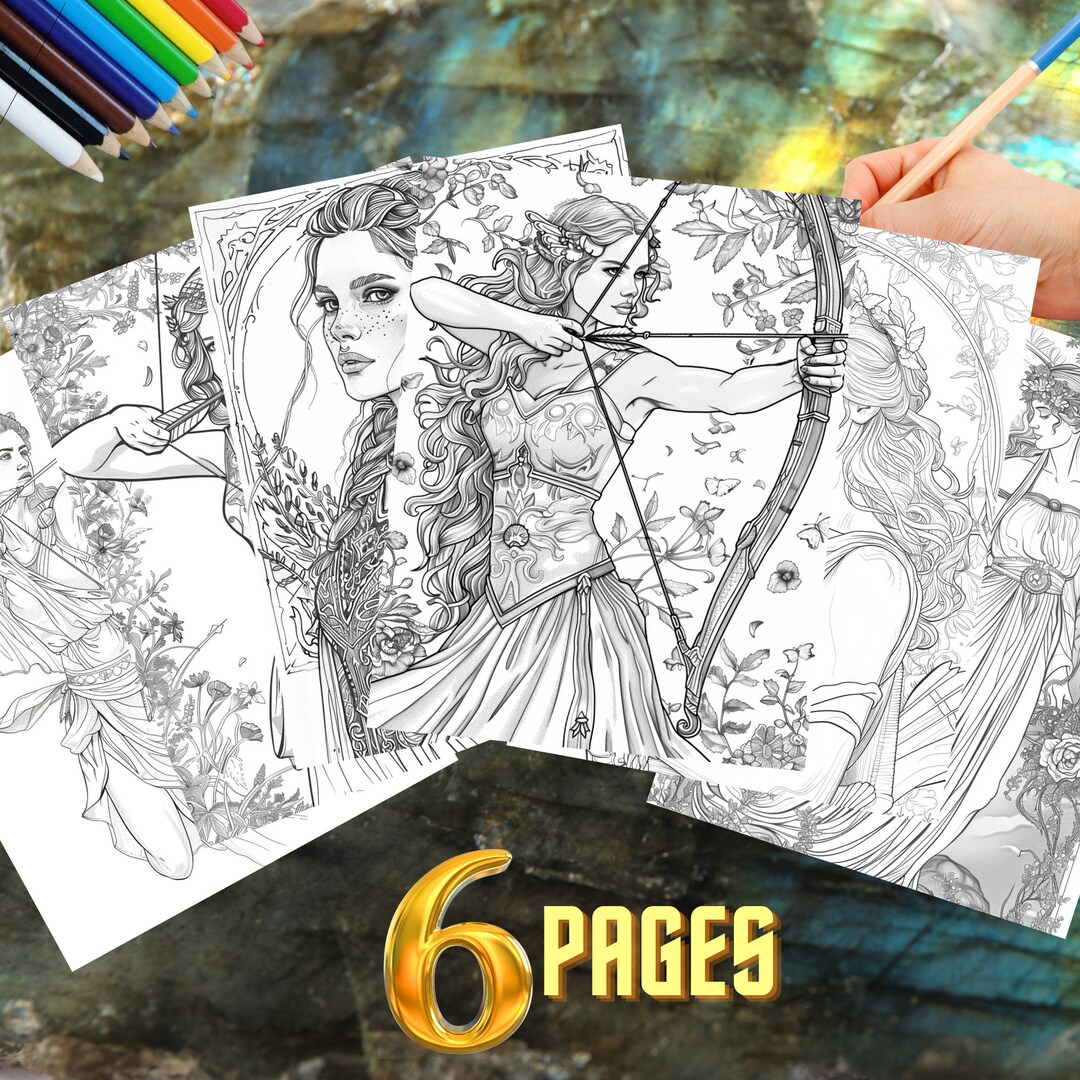 Greek Goddess Artemis, 6 Coloring Pages Digital Download - Etsy