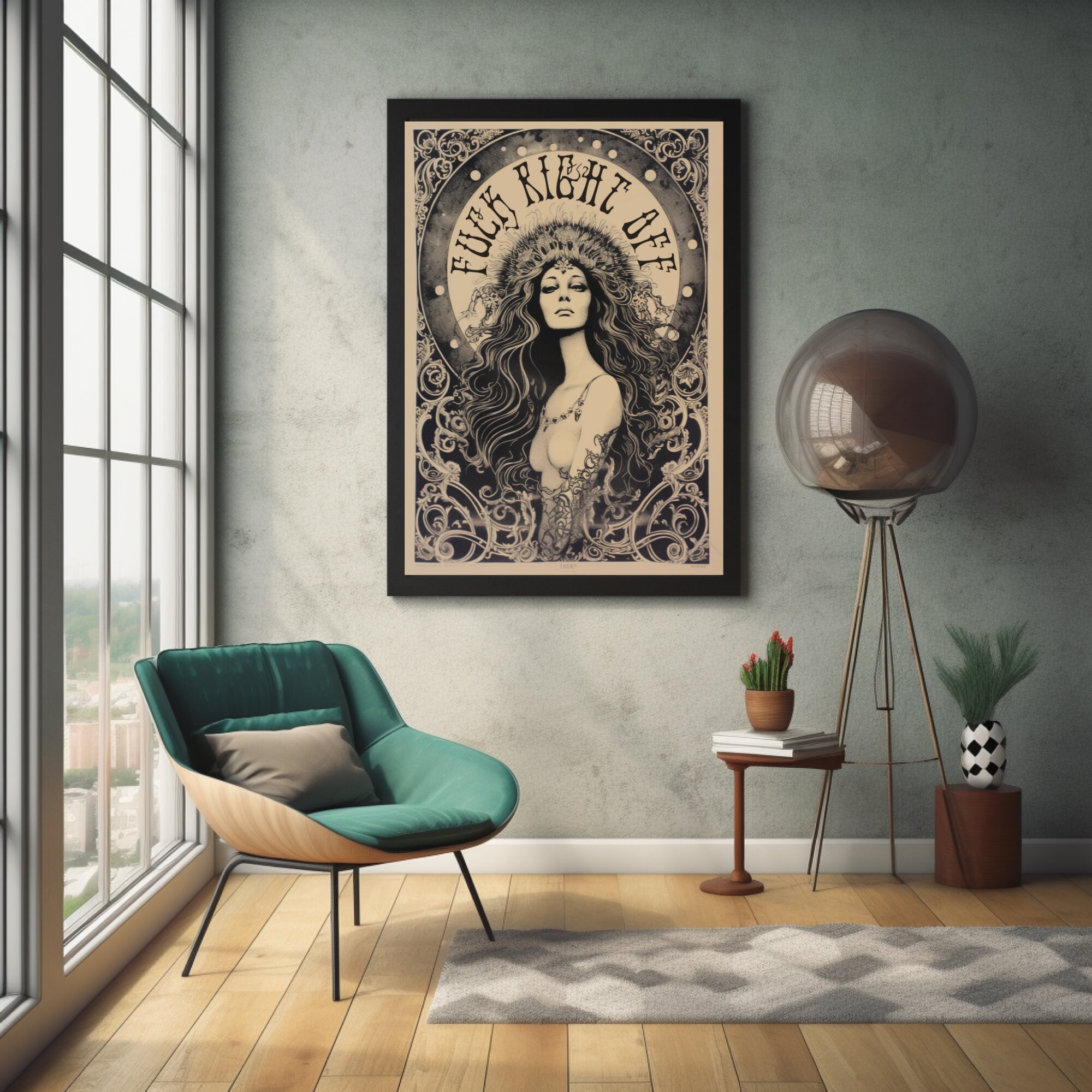 Feminist Line Art Printable Download, 70s Style Poster Digital Wall Art ...