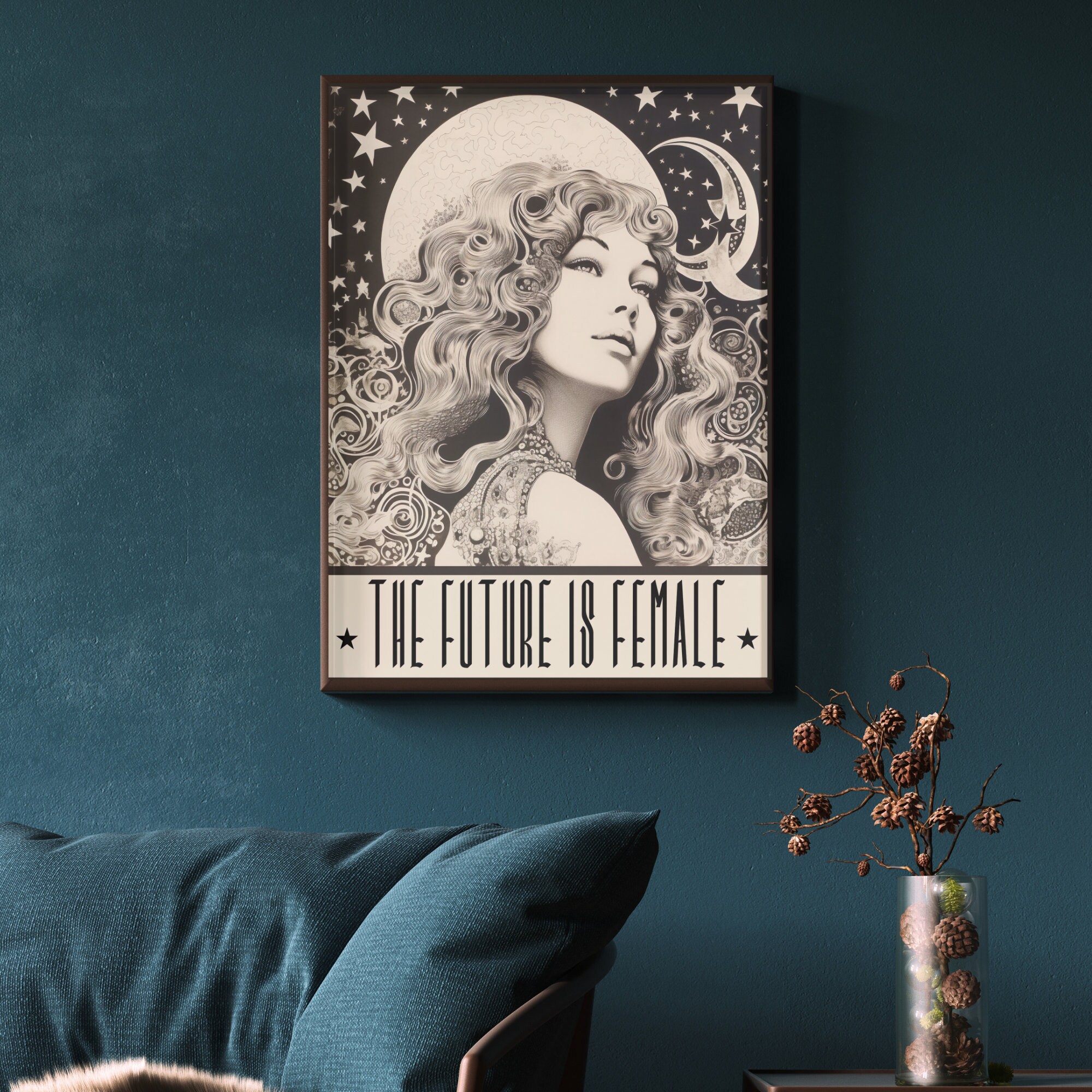 The Future is Female PNG, Feminist Line Art, Digital Wall Art Download ...