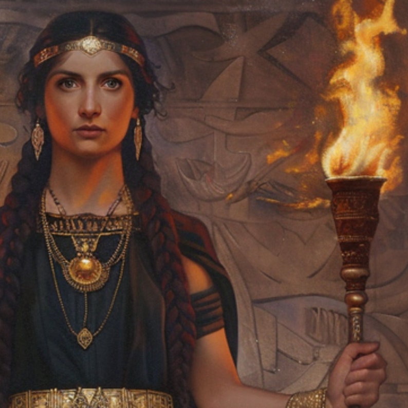 Triple Goddess Hecate With Dogs and Torches PNG Digital Download ...