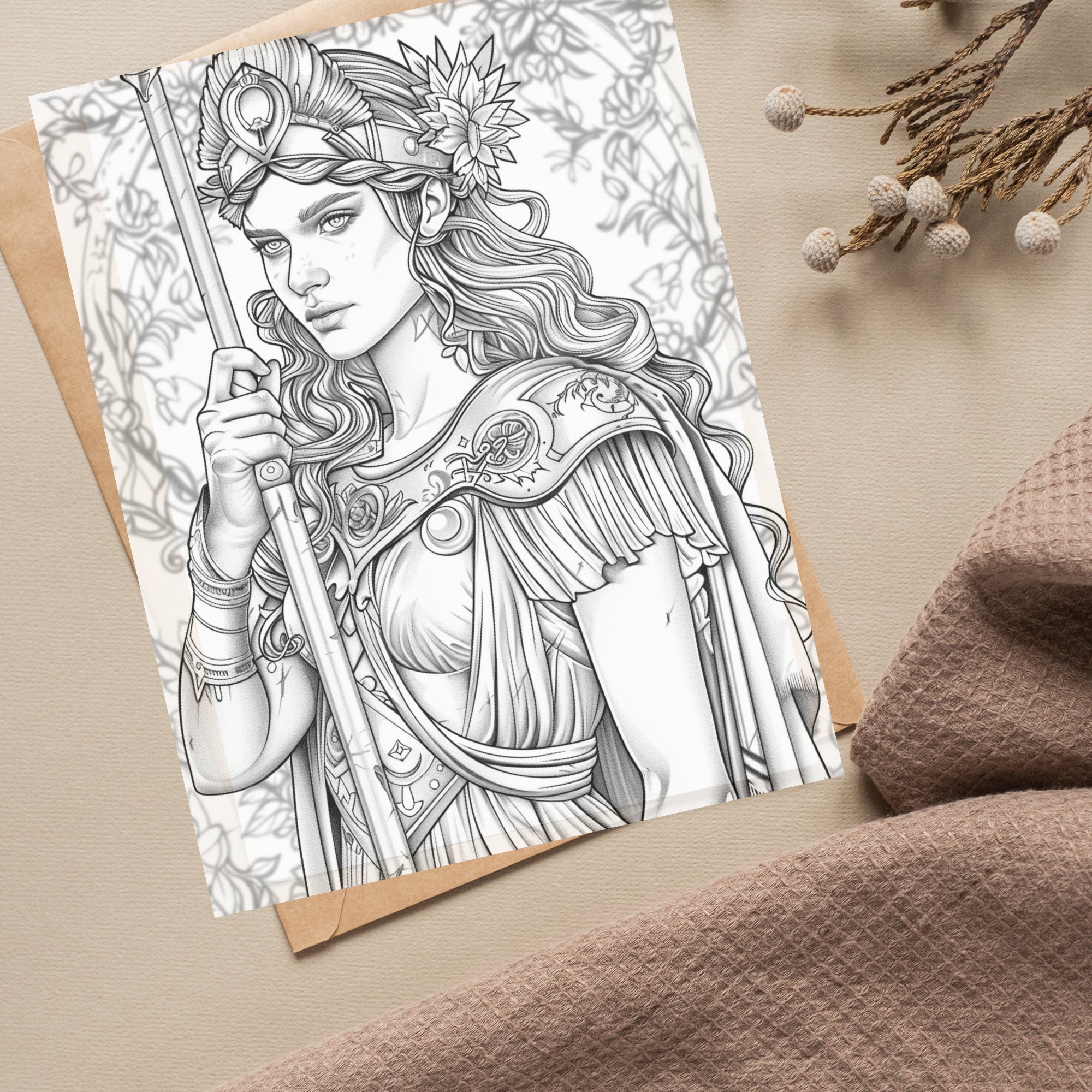 Greek Goddess Athena, 6 Coloring Pages Digital Download - Etsy
