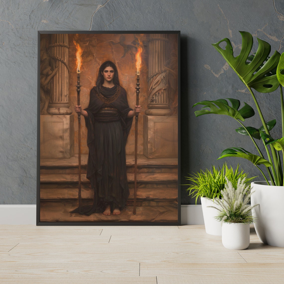 Triple Goddess Hecate With Torches PNG Digital Download, Hekate Goddess ...