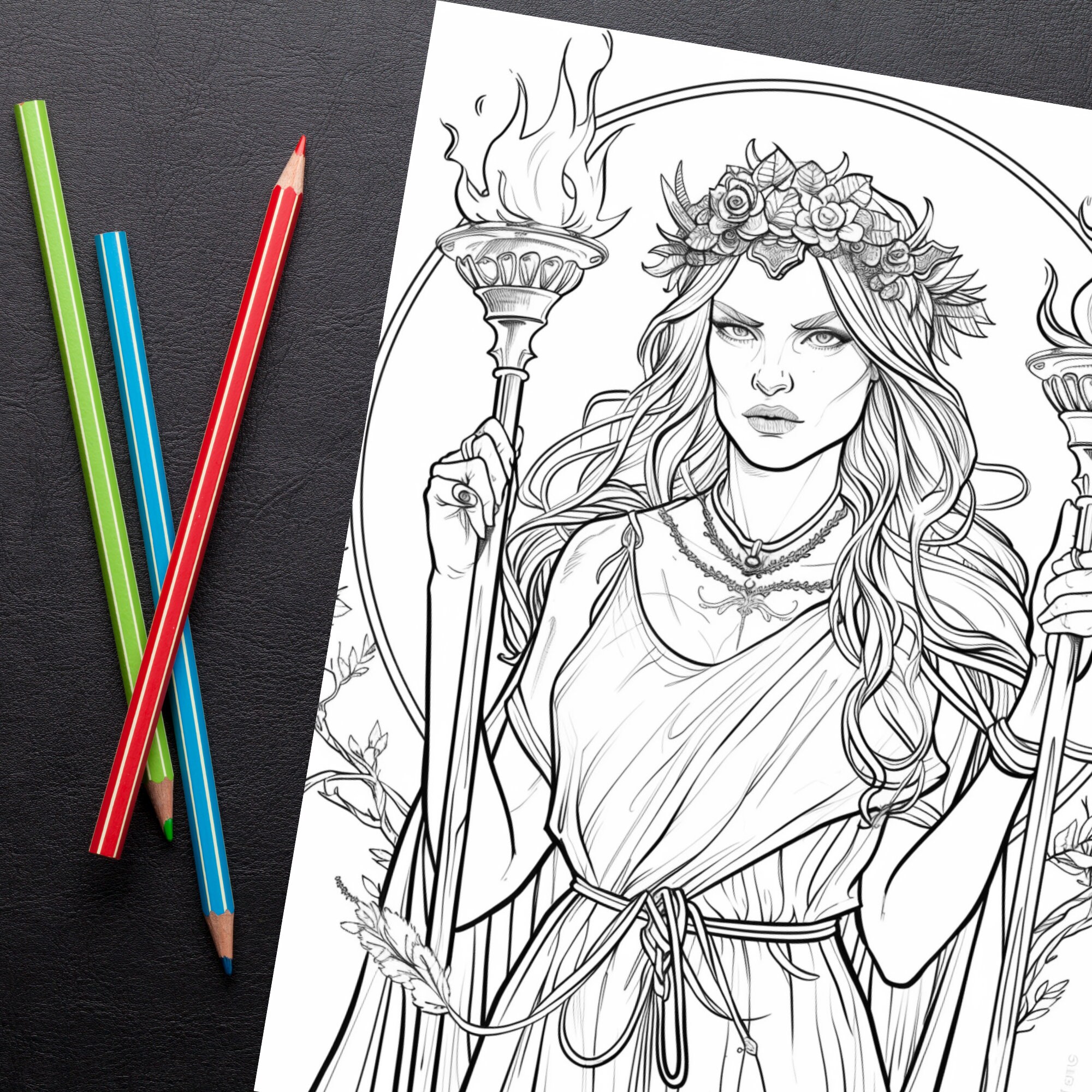 Greek Goddess of Witchcraft Hekate, 8 Coloring Pages Digital Download ...