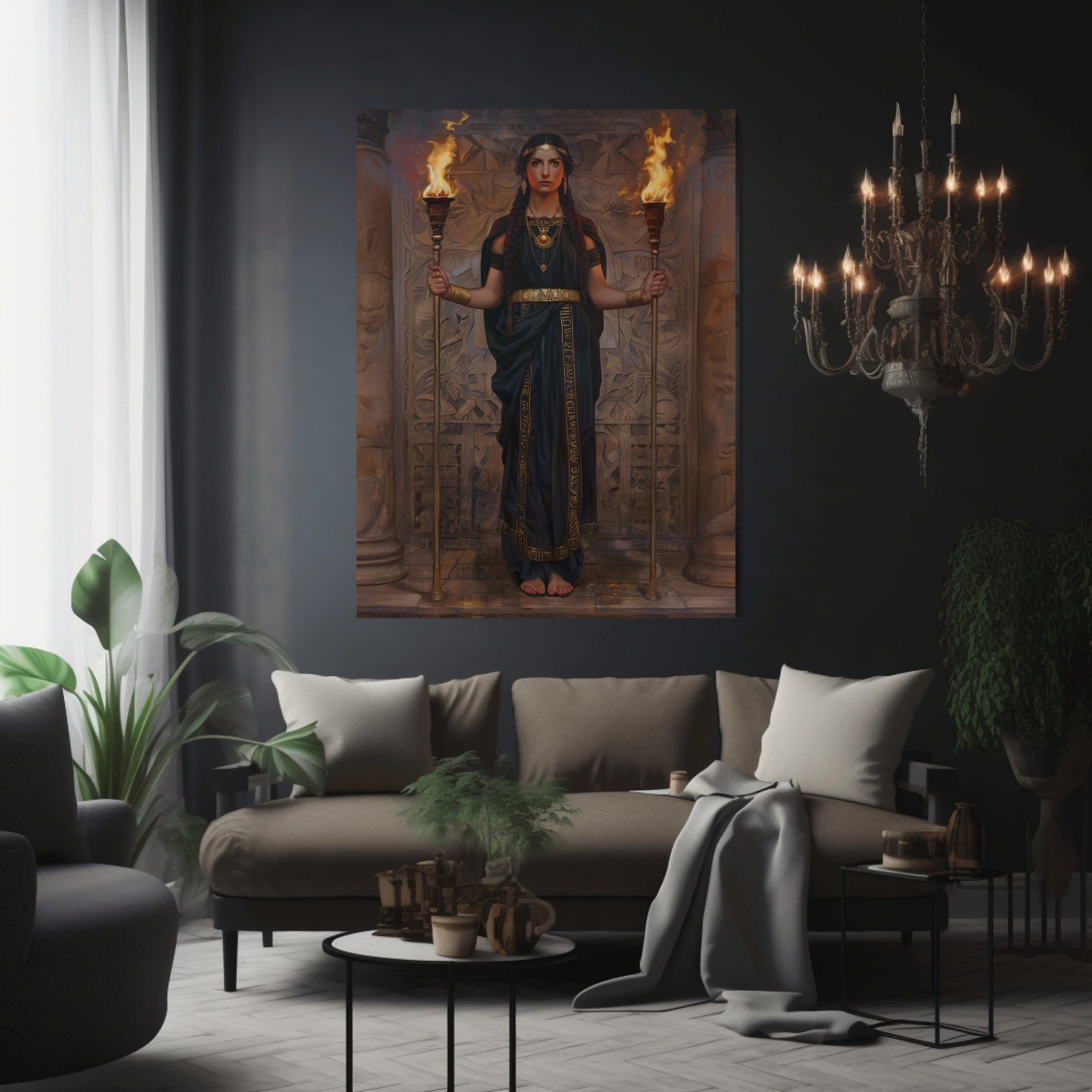 Triple Goddess Hecate With Dogs and Torches PNG Digital Download ...