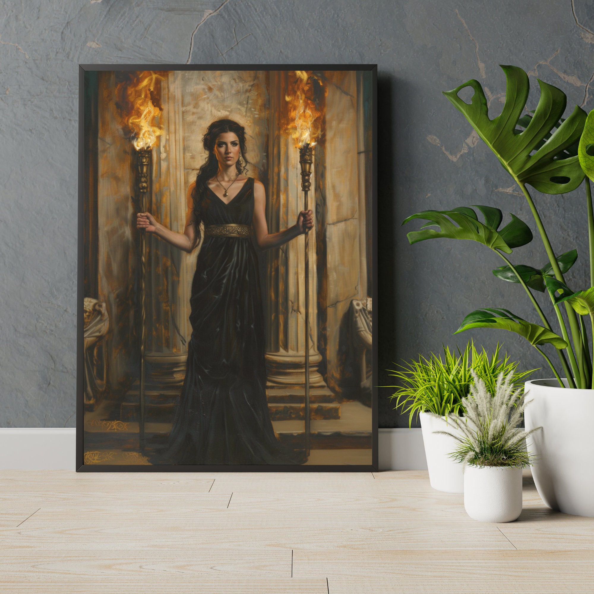 Triple Goddess Hecate With Torches PNG Digital Download, Hekate Goddess ...