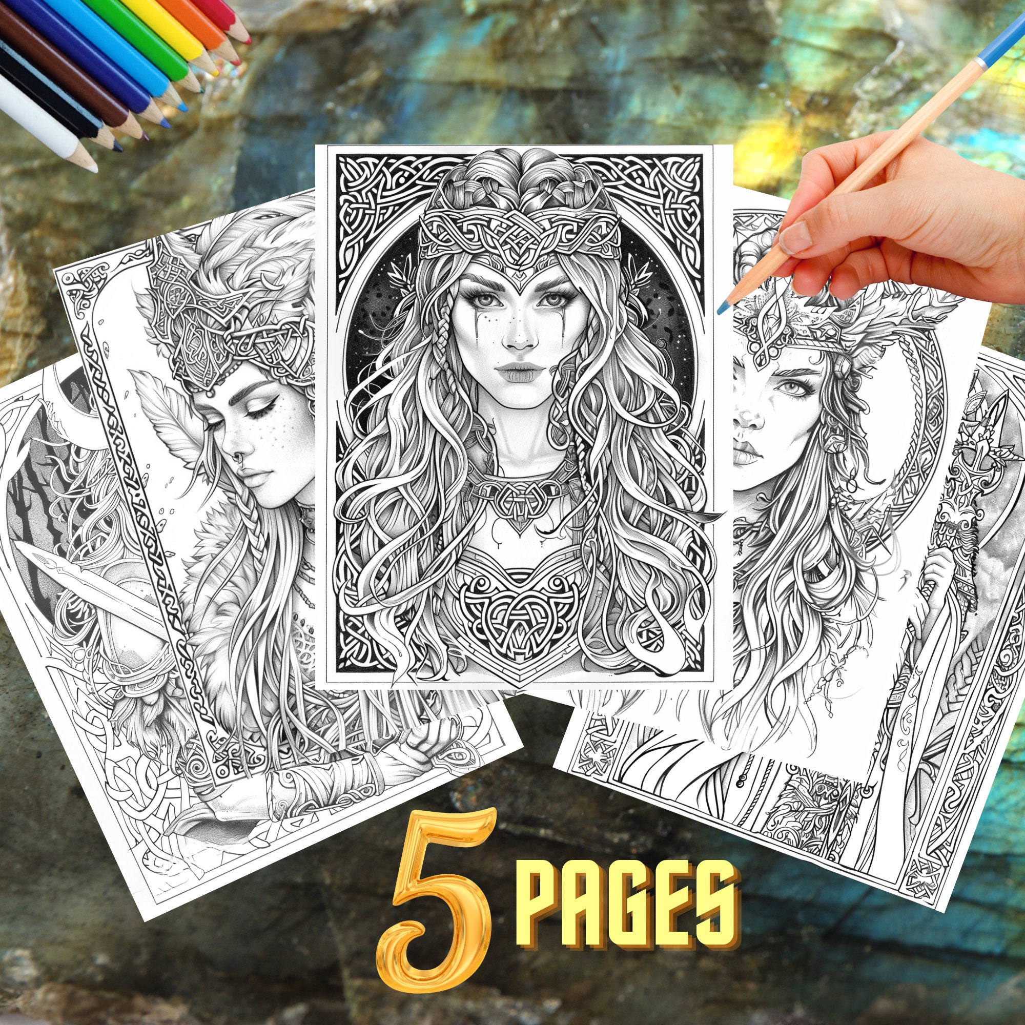 Norse Goddess Freya, 5 Coloring Pages Digital Download - Etsy