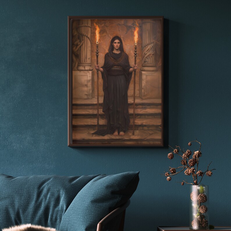 Triple Goddess Hecate With Torches PNG Digital Download, Hekate Goddess ...