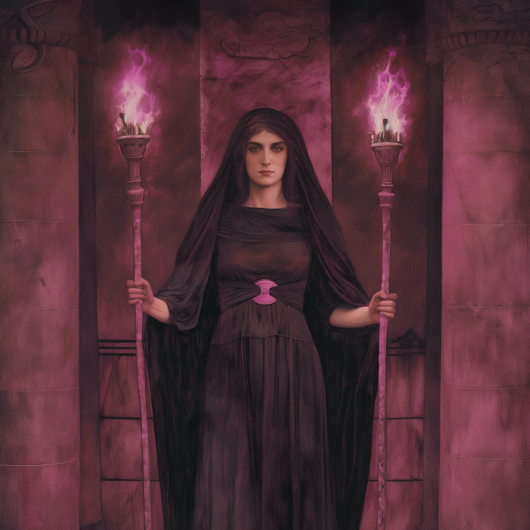 Triple Goddess Hecate With Torches PNG Digital Download, Hekate Goddess ...