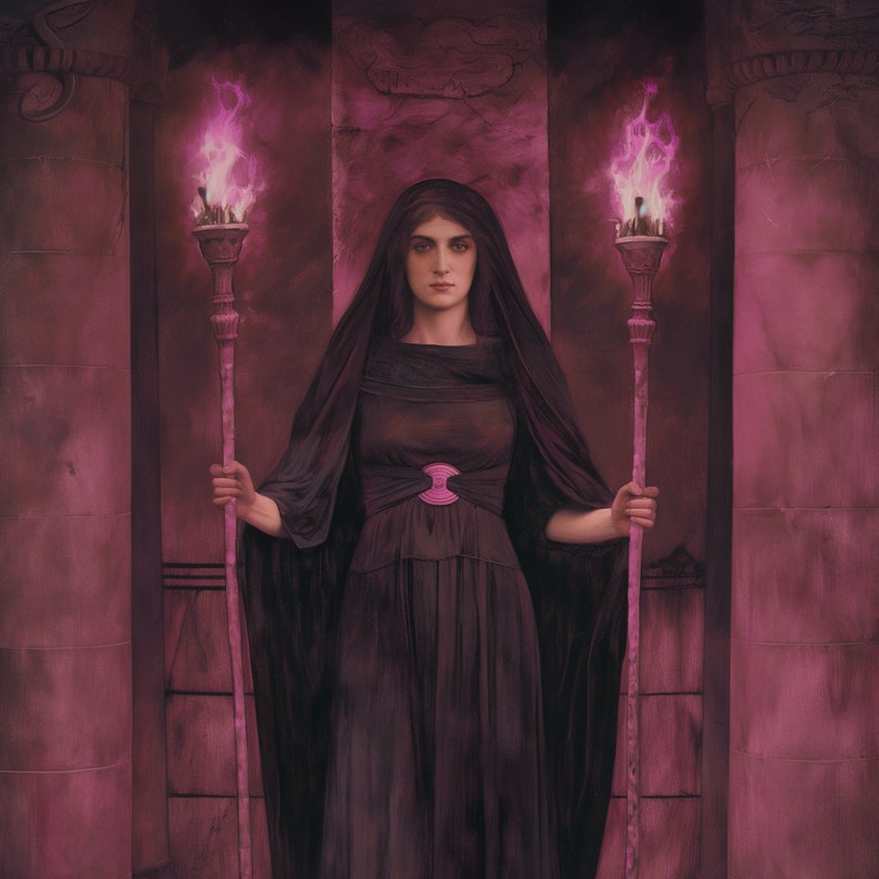 Triple Goddess Hecate With Torches PNG Digital Download, Hekate Goddess ...